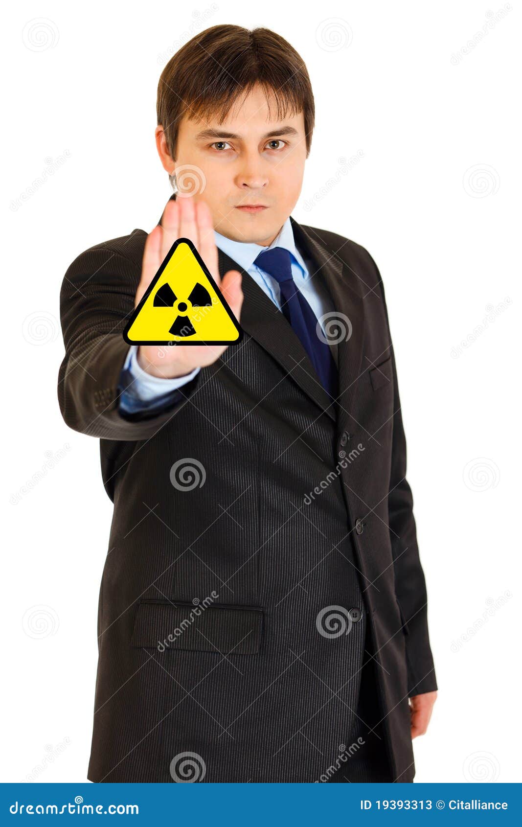 Radiation Hazard! Businessman Showing Stop Gesture Stock Image - Image ...