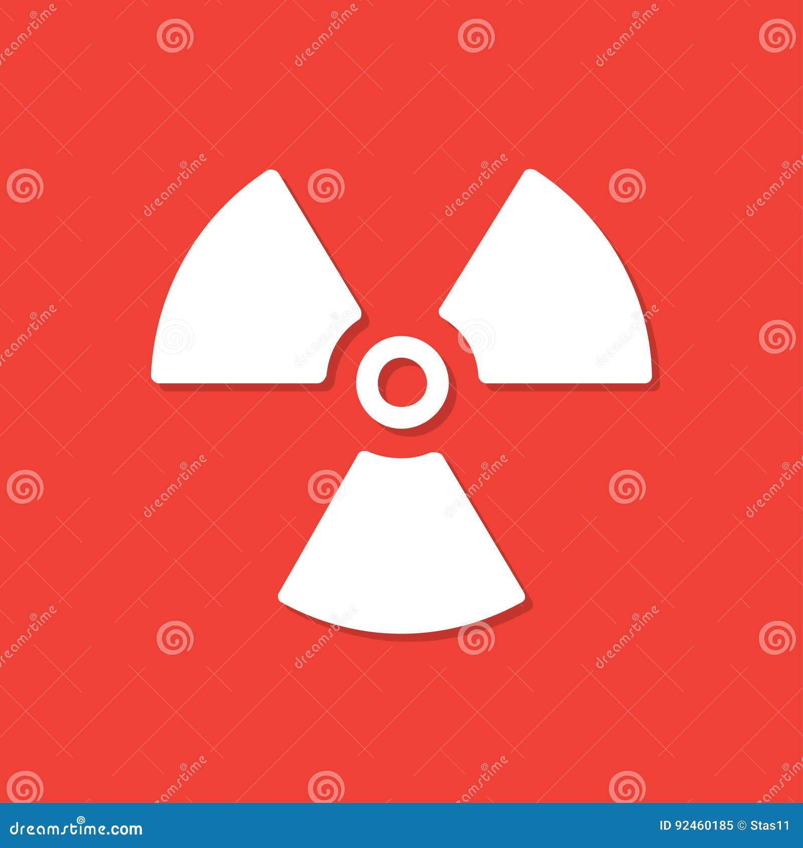 Radiation Icon with Shadow in a Flat Design. Vector Illustration Stock ...
