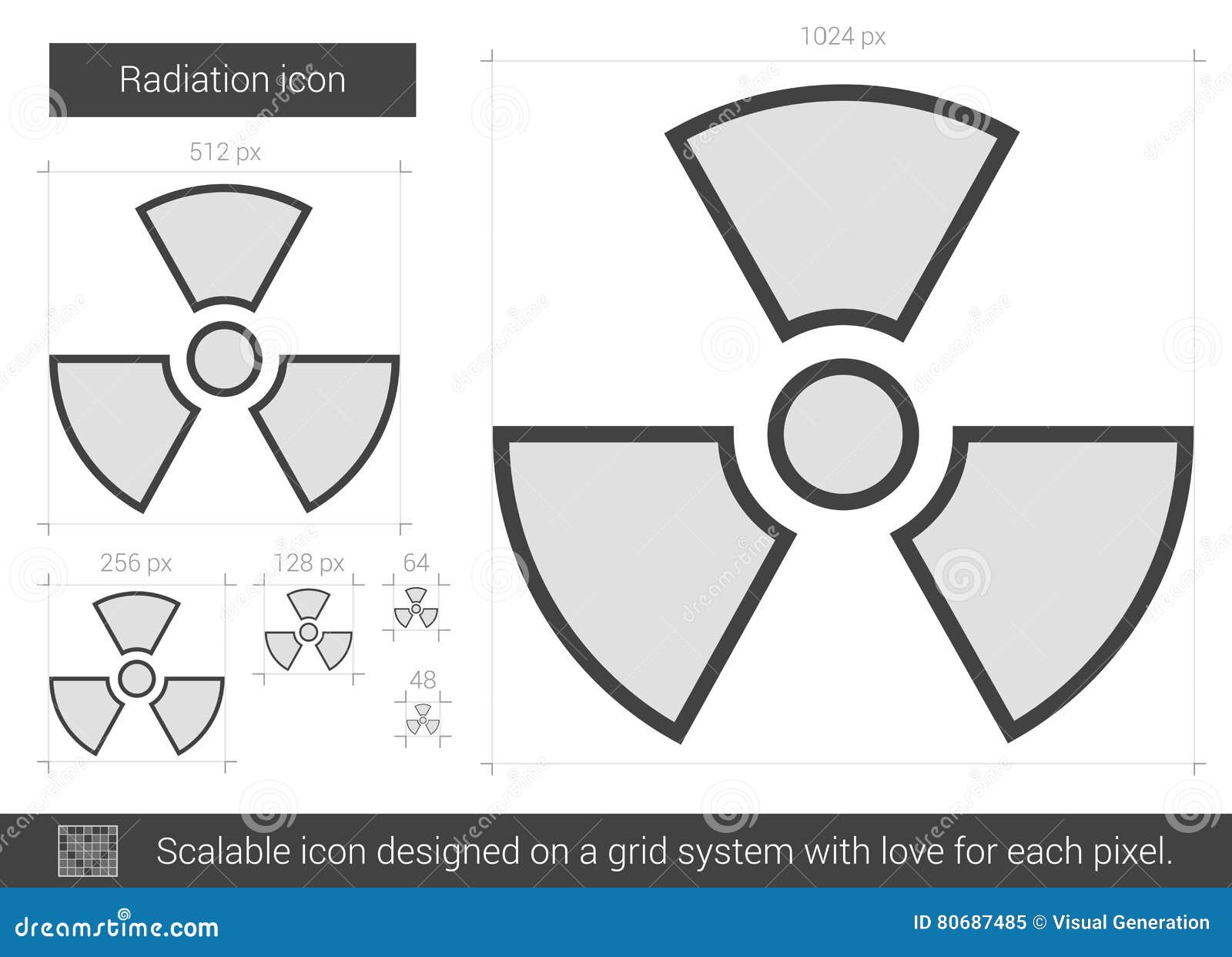 Radiation line icon. stock vector. Illustration of protection - 80687485