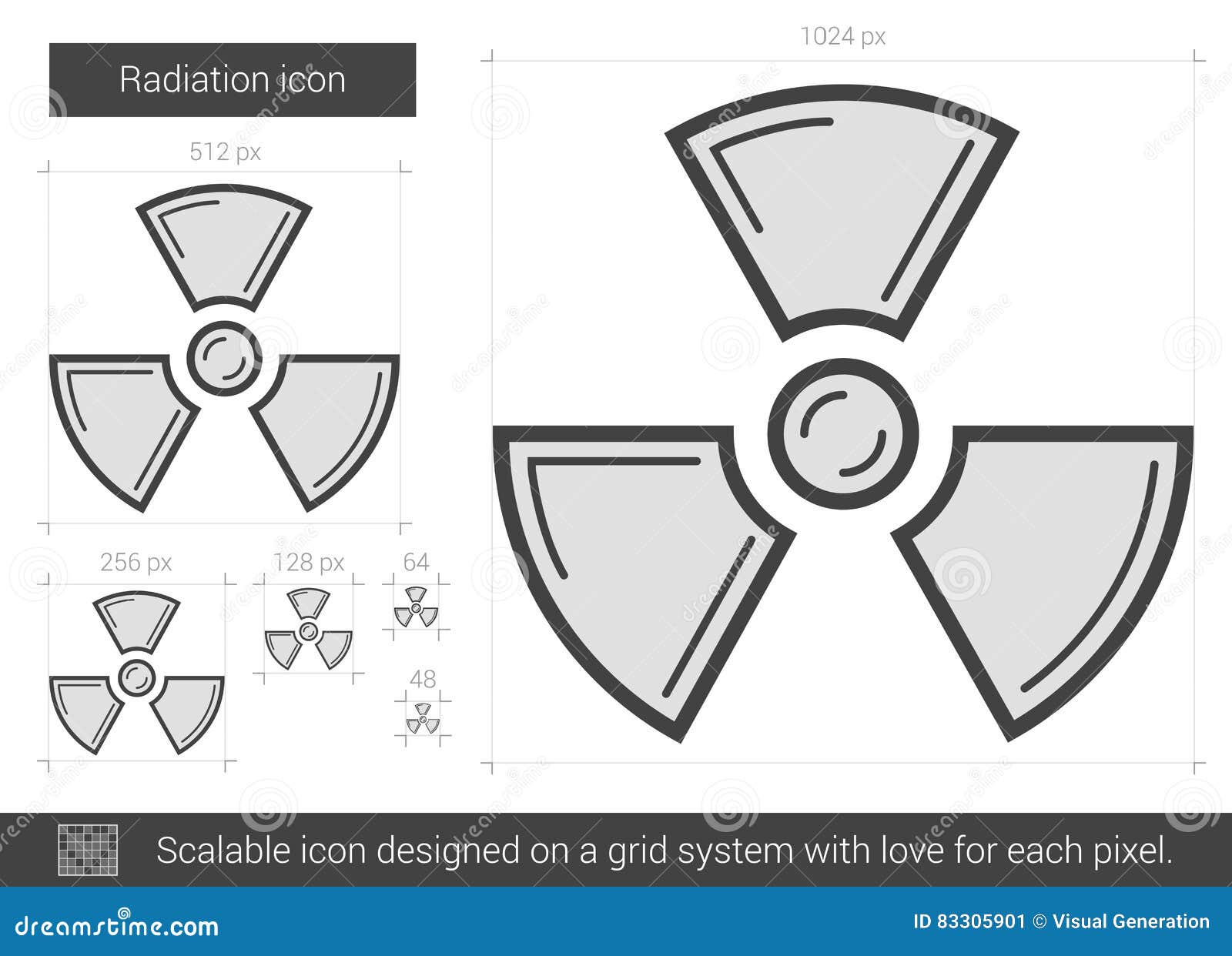 Radiation line icon. stock vector. Illustration of flat - 83305901
