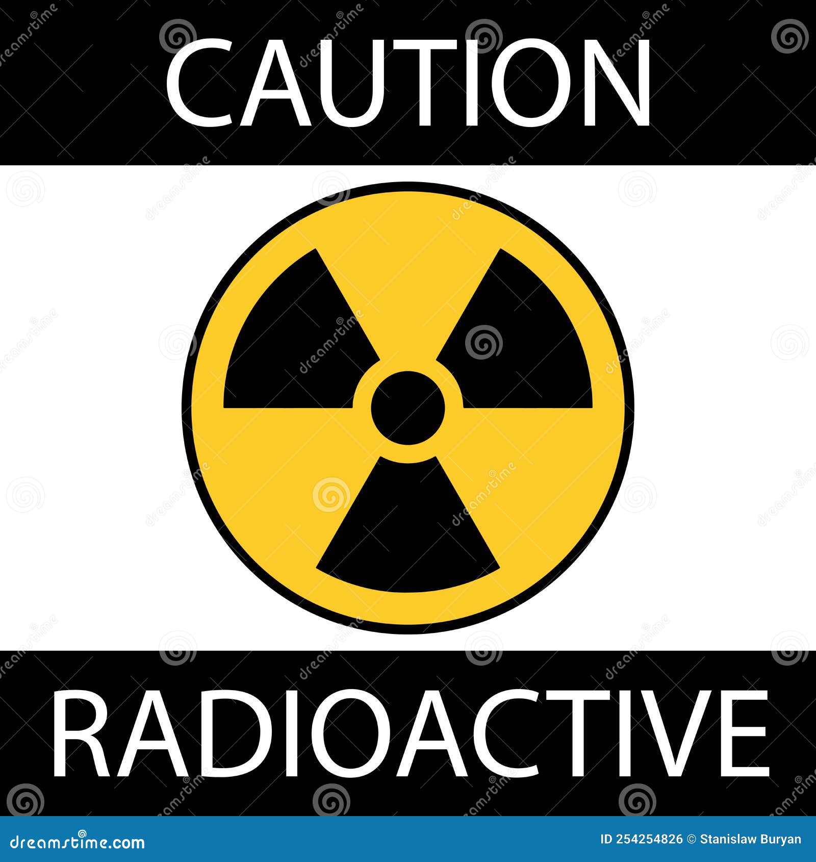 Radiation Nuclear Sign Caution Radioactive Yellow Circle Background ...