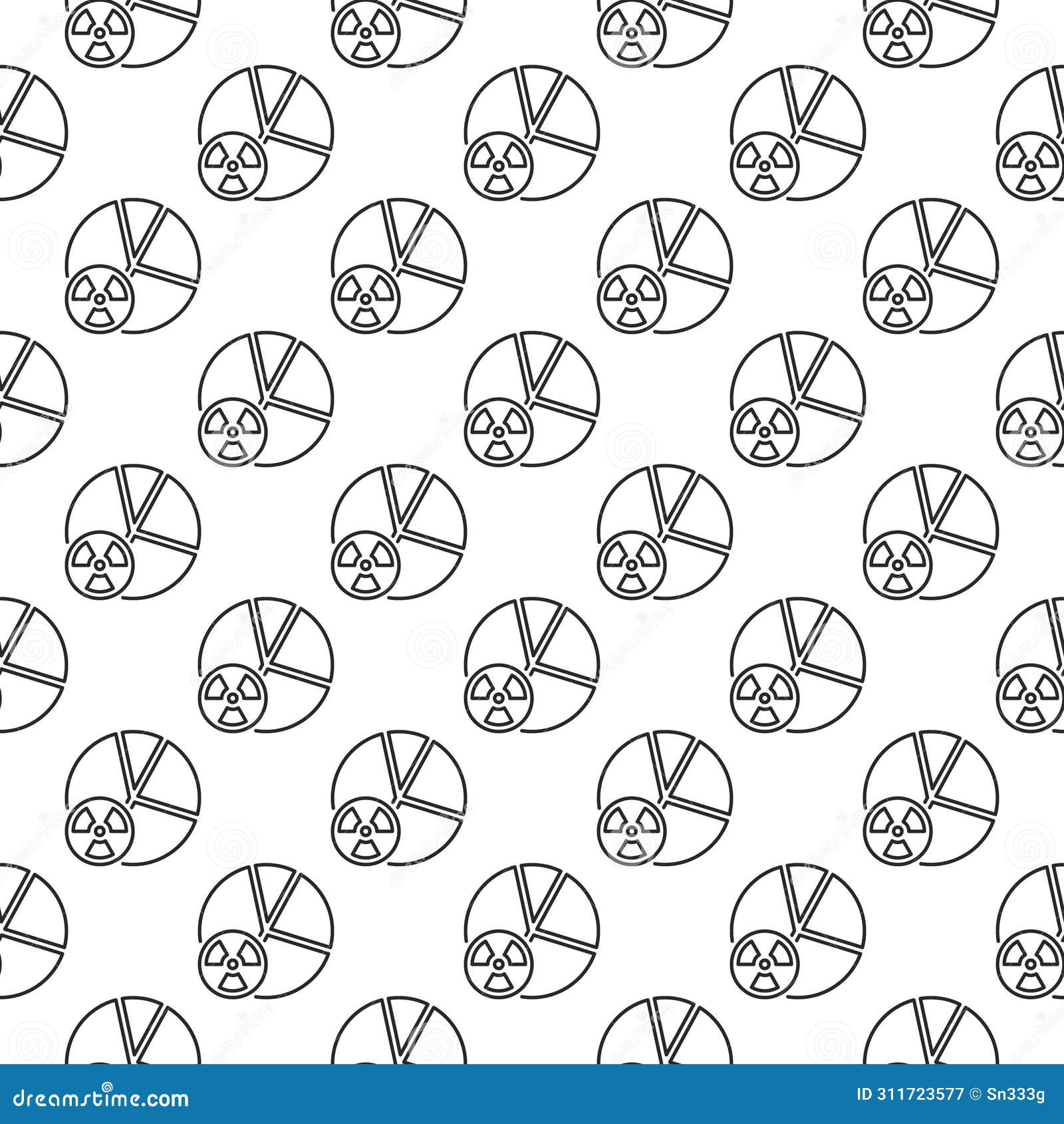 Radiation Pie Chart Vector Seamless Pattern in Outline Style Stock ...