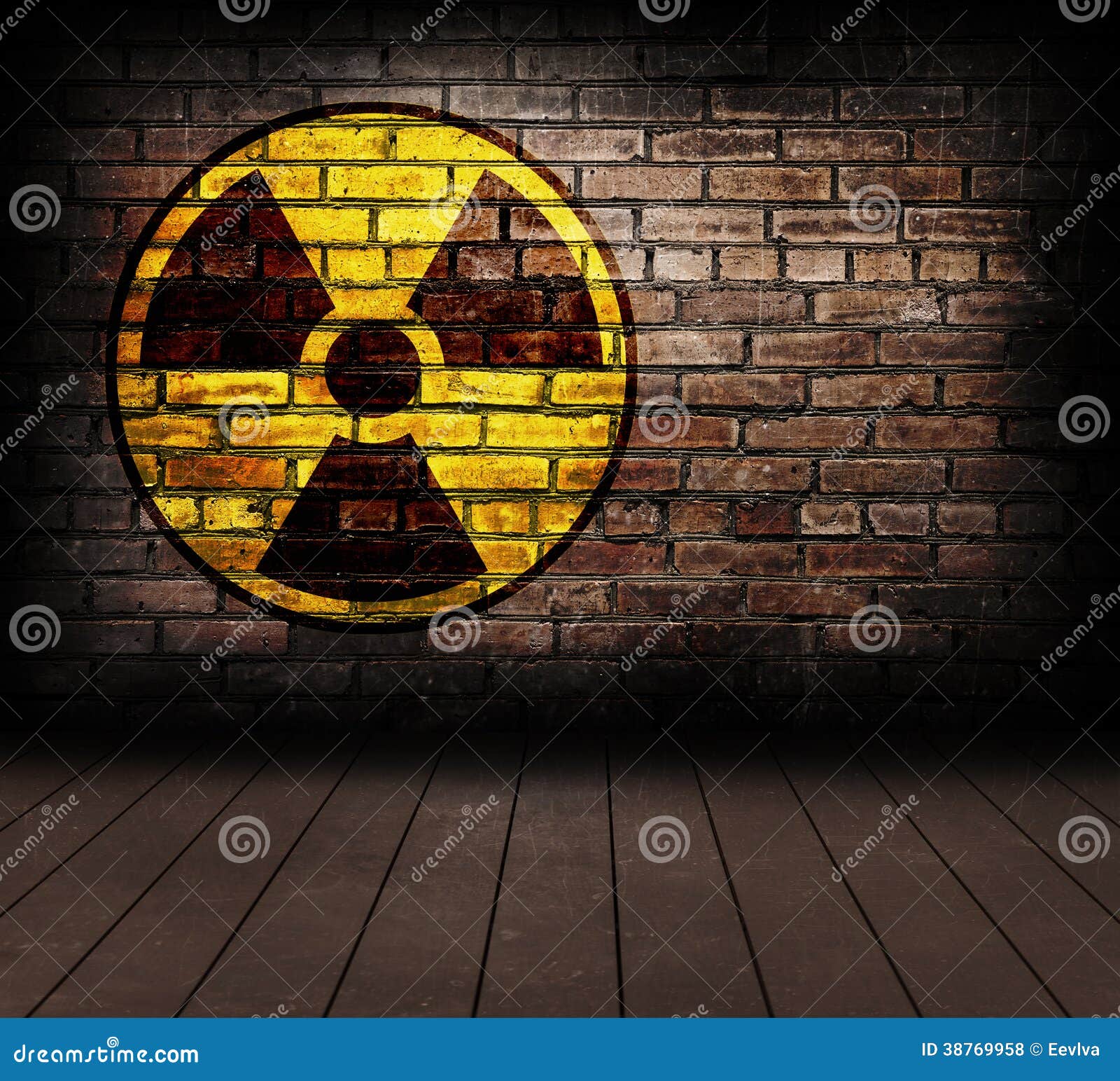 Radioactive Radiation Danger Symbol With Yellow And Black Stripes Made ...
