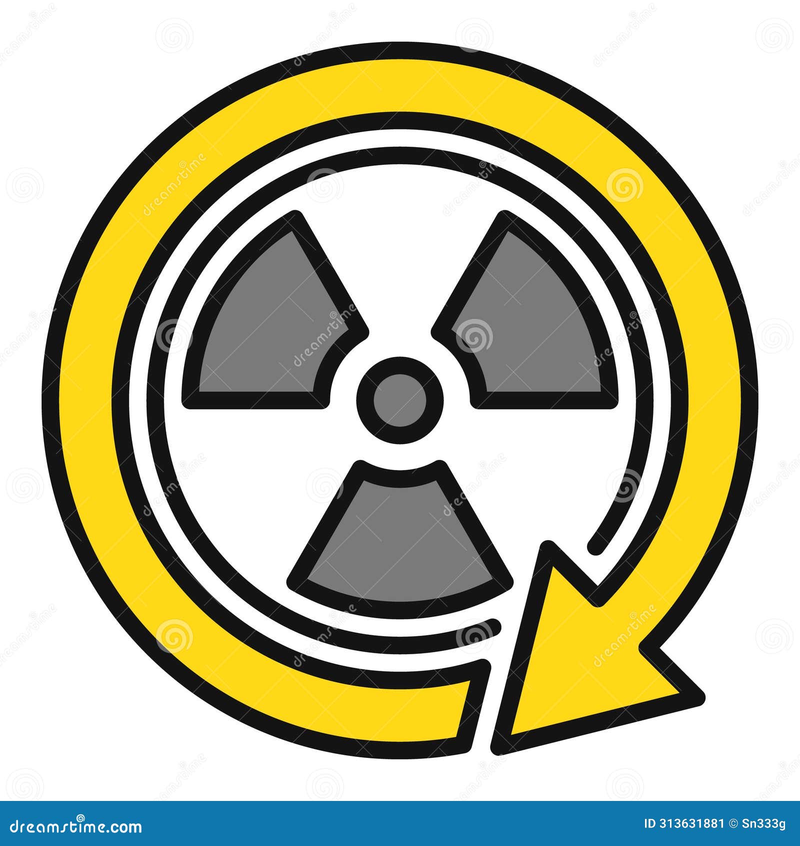 Radiation Sign Inside Arrow Vector Danger Zone Colored Round Icon or ...
