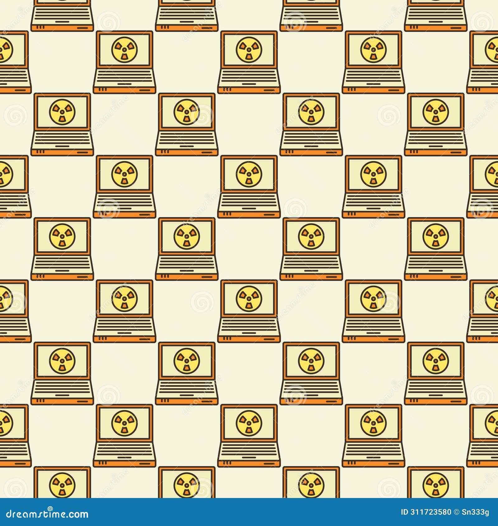 Radiation Sign on Laptop Computer Screen Vector Colored Seamless ...