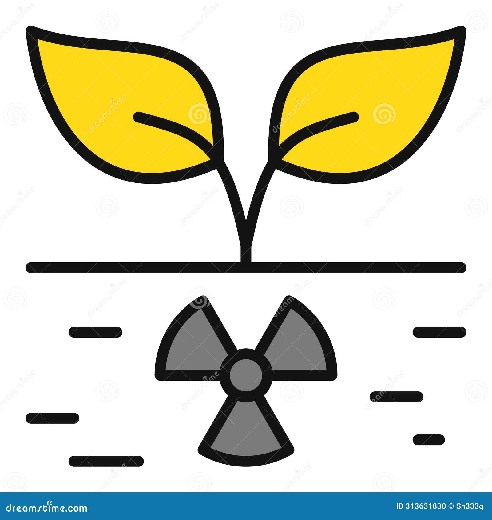 Radiation in Soil Vector Radioactive Hazard Colored Icon or Symbol ...