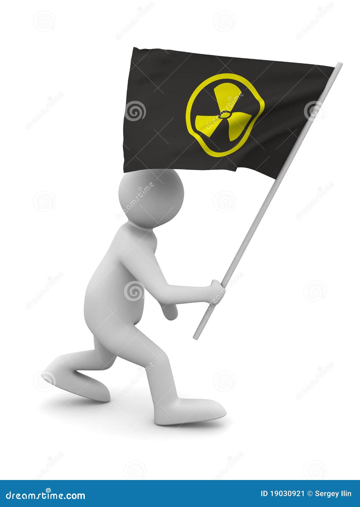 Radiation Symbol on Flag. Isolated 3D Stock Illustration - Illustration ...