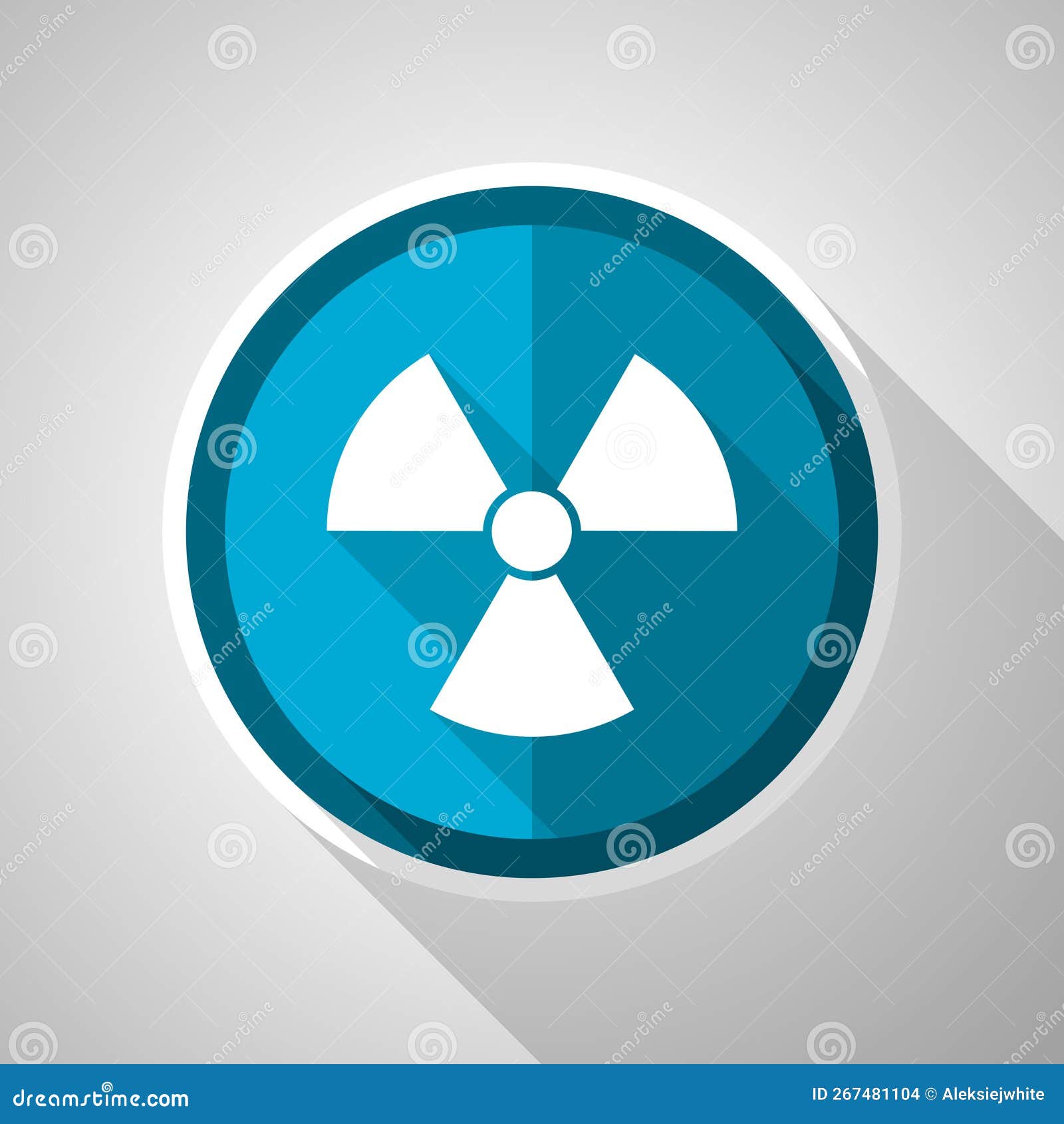 Radiation Symbol, Flat Design Vector Blue Icon with Long Shadow Stock ...