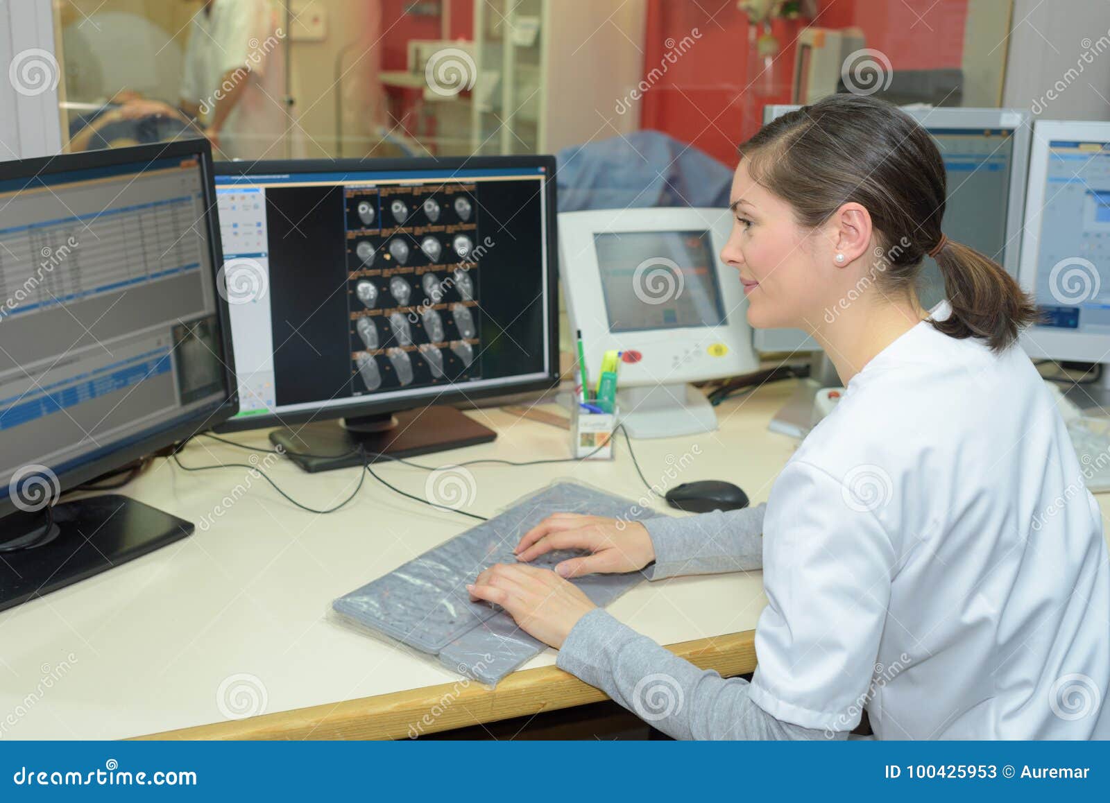 Radiation Technologist Giving Input To Result Stock Image - Image of ...