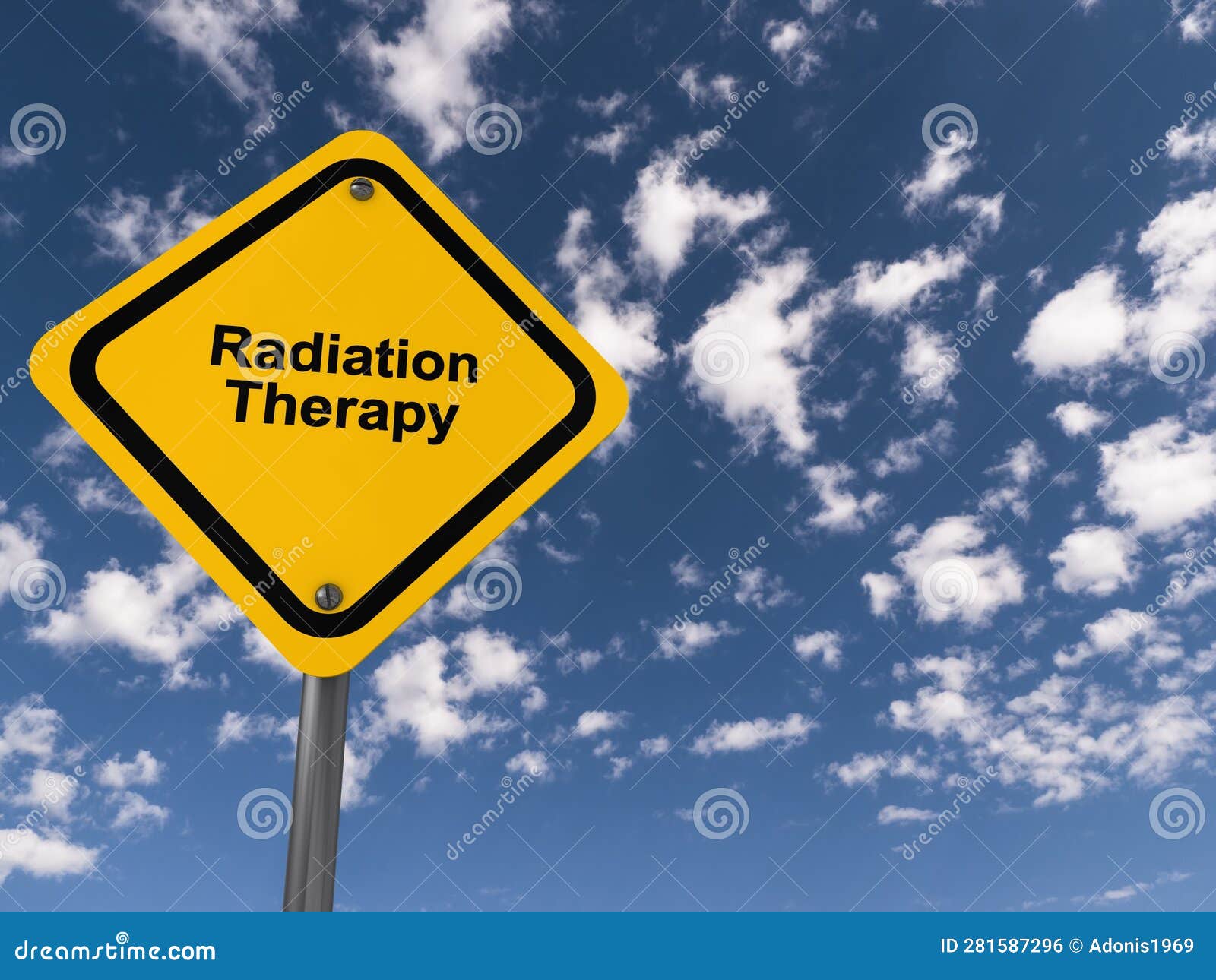 Radiation Therapy Traffic Sign on Blue Sky Stock Illustration ...