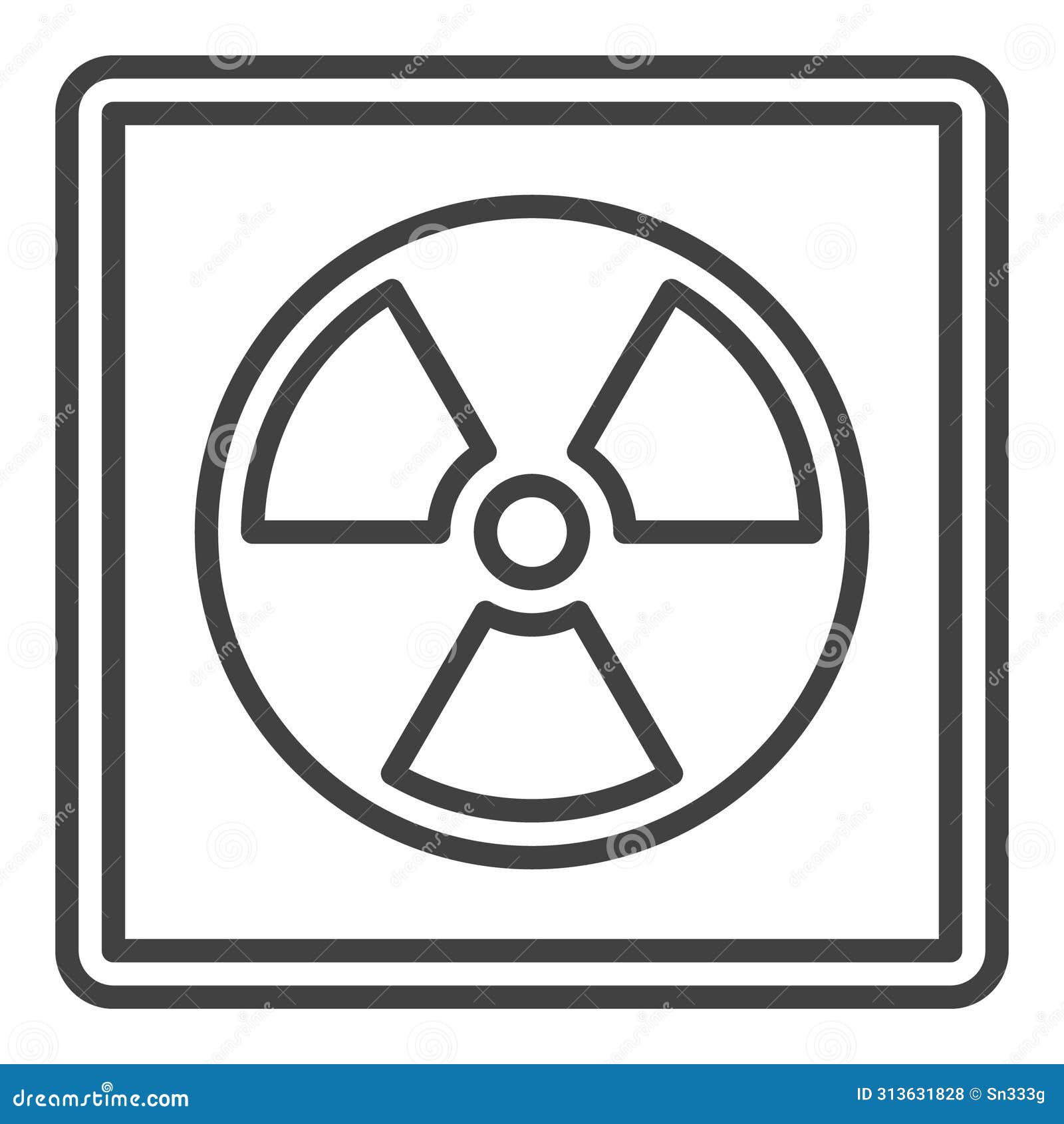 Radiation Vector Danger Zone Thin Line Square Icon or Symbol Stock ...