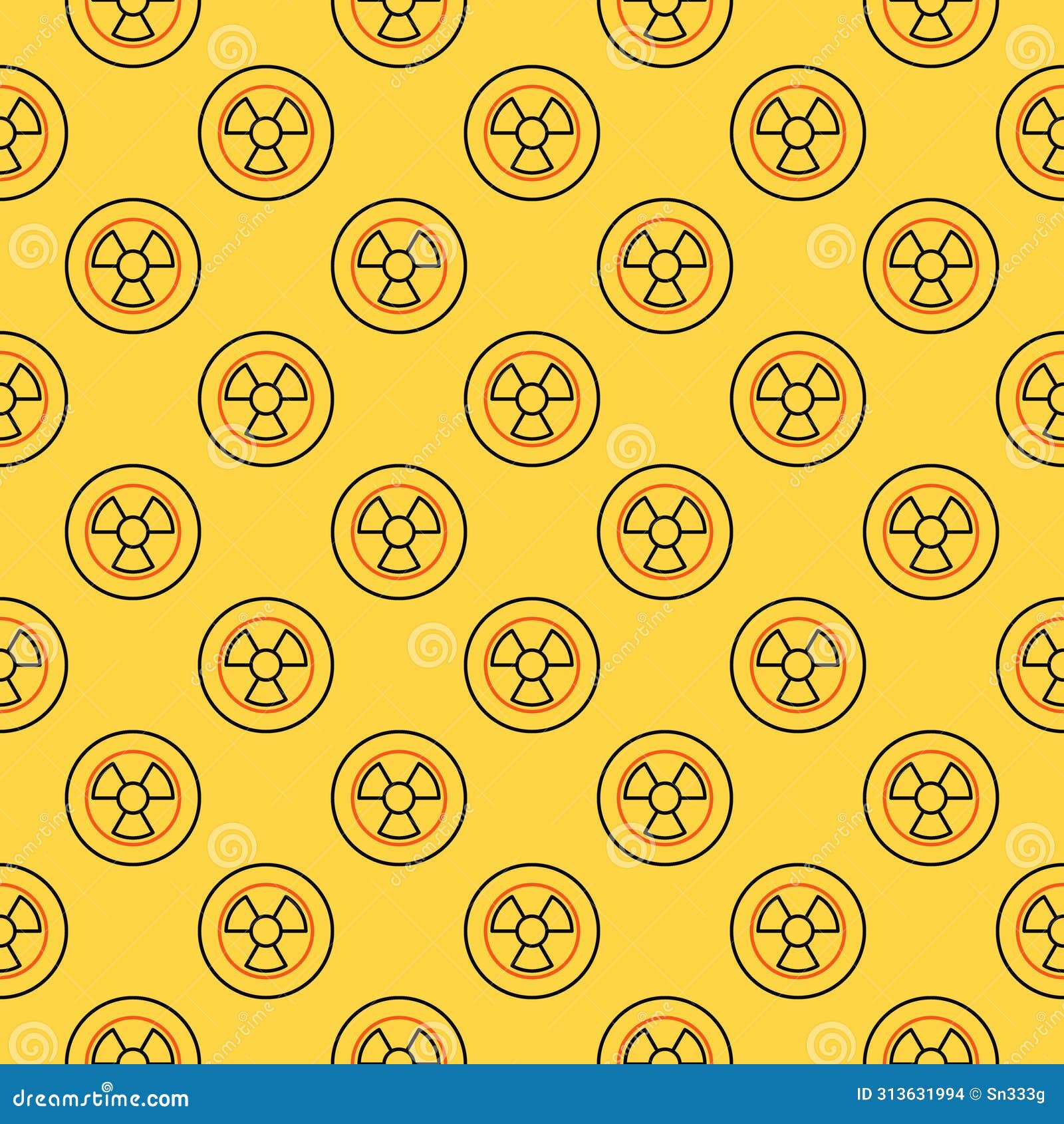 Radiation Vector Radioactive Hazard Yellow Seamless Pattern in Thin ...