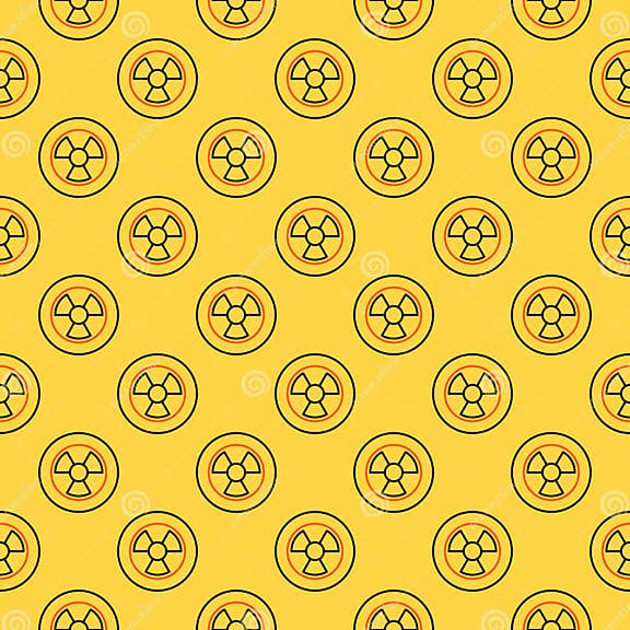 Radiation Vector Radioactive Hazard Yellow Seamless Pattern in Thin ...