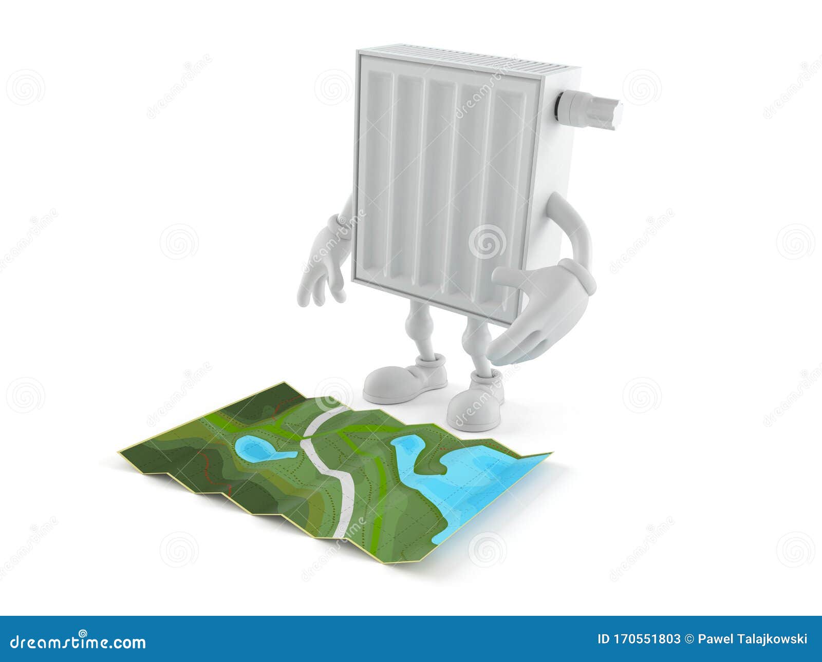 Radiator Character Looking at Map Stock Illustration - Illustration of ...