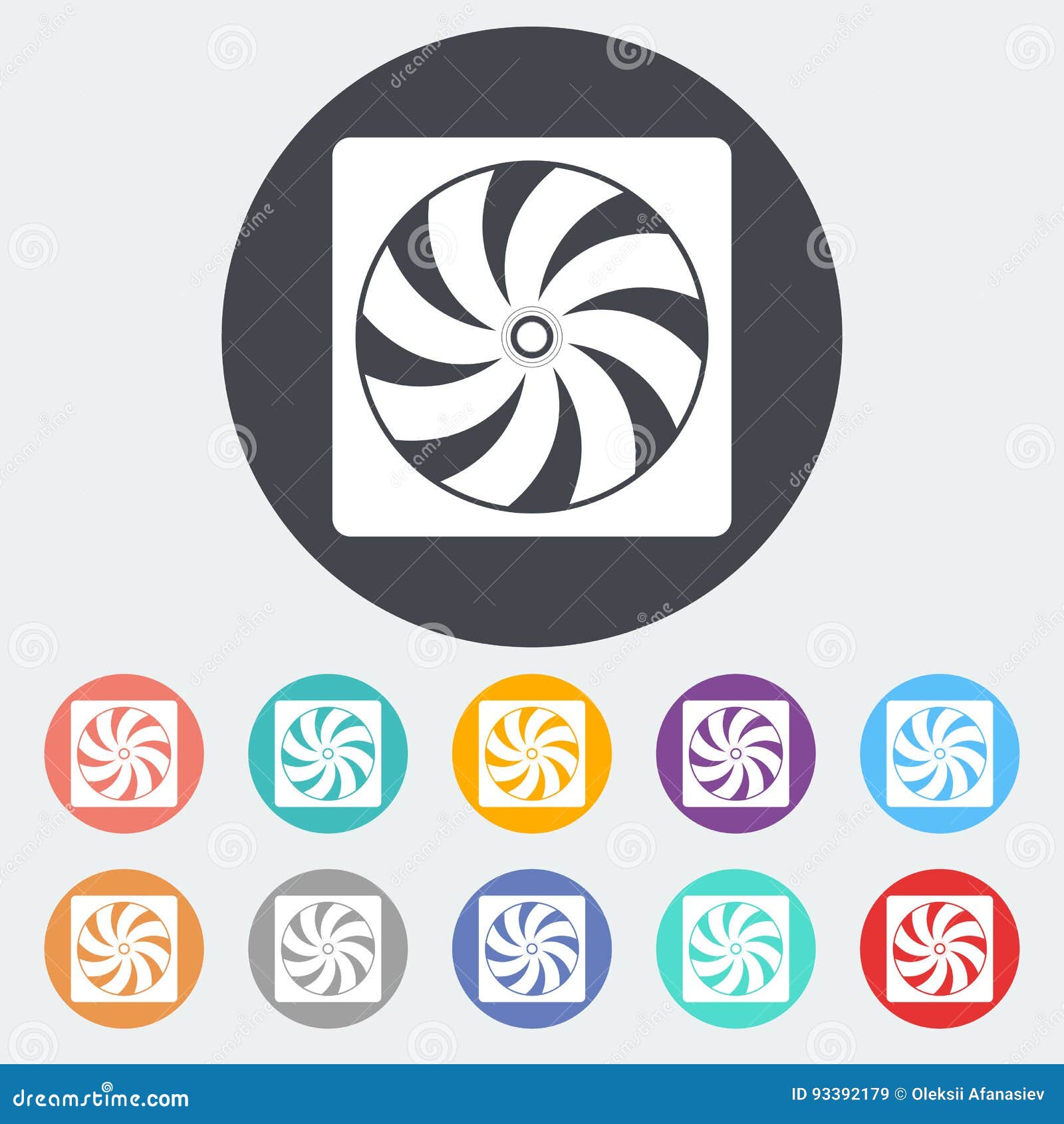 Radiator fan flat icon. stock vector. Illustration of cooling - 93392179