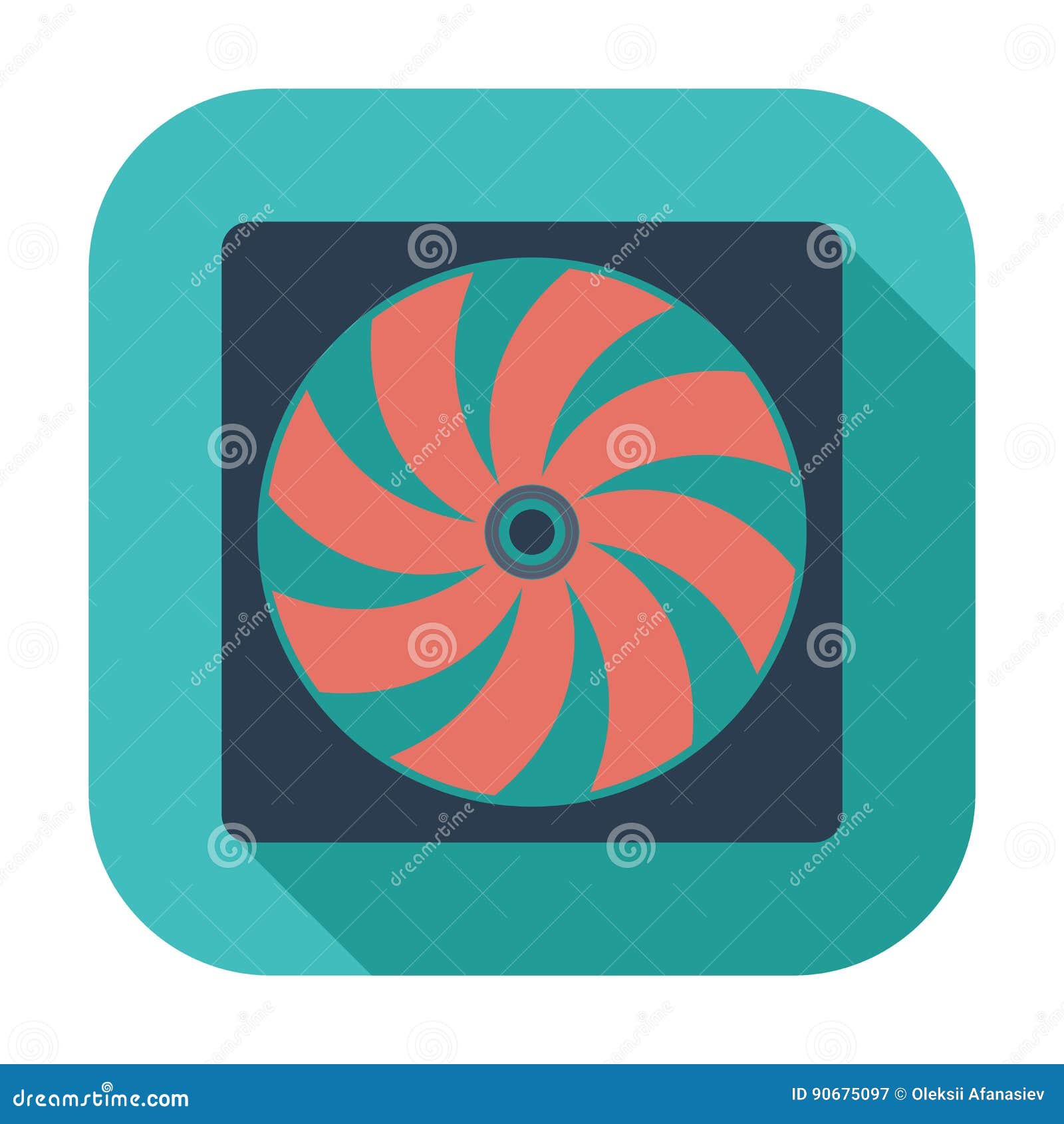 Radiator fan flat icon. stock vector. Illustration of parts - 90675097