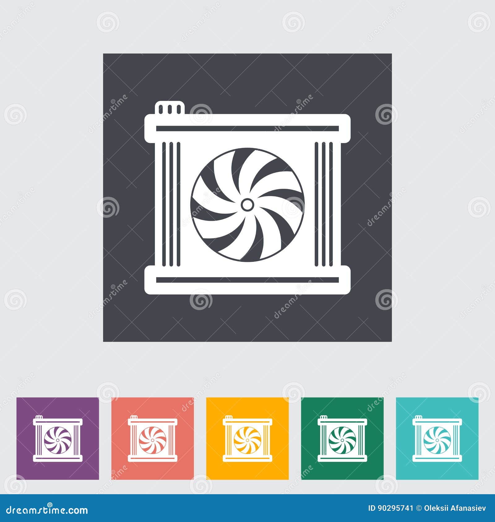 Radiator fan flat icon. stock vector. Illustration of conditioner ...