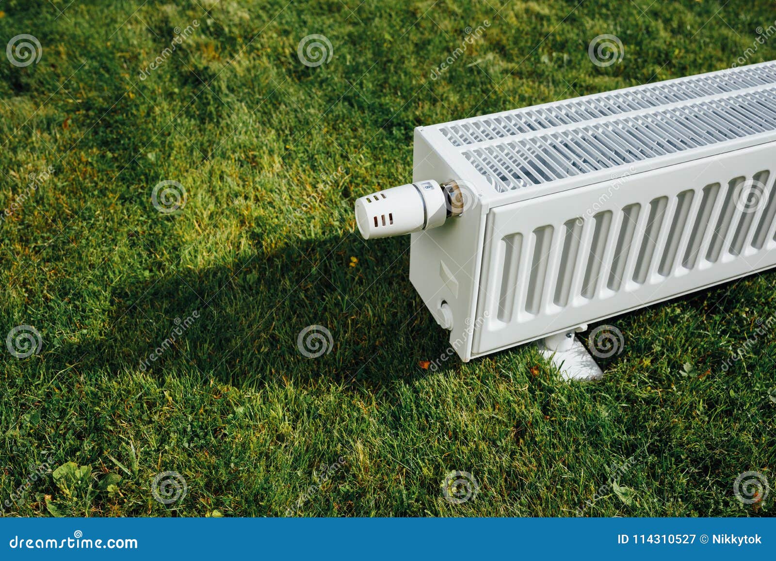 Radiator on Green Lawn, Ecological Heating Concept Stock Image - Image ...