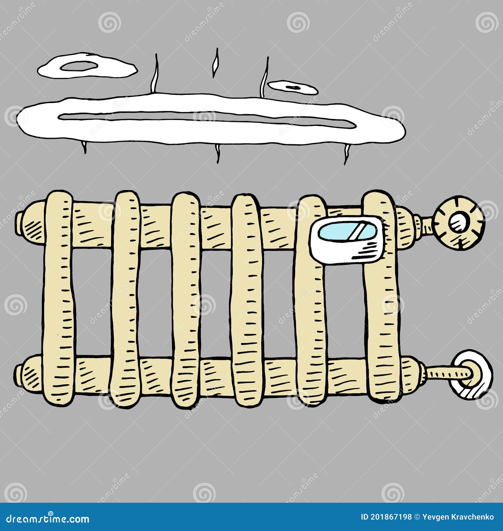 Radiator. Vector Illustration of Radiator. Hand Drawn Home Radiator ...