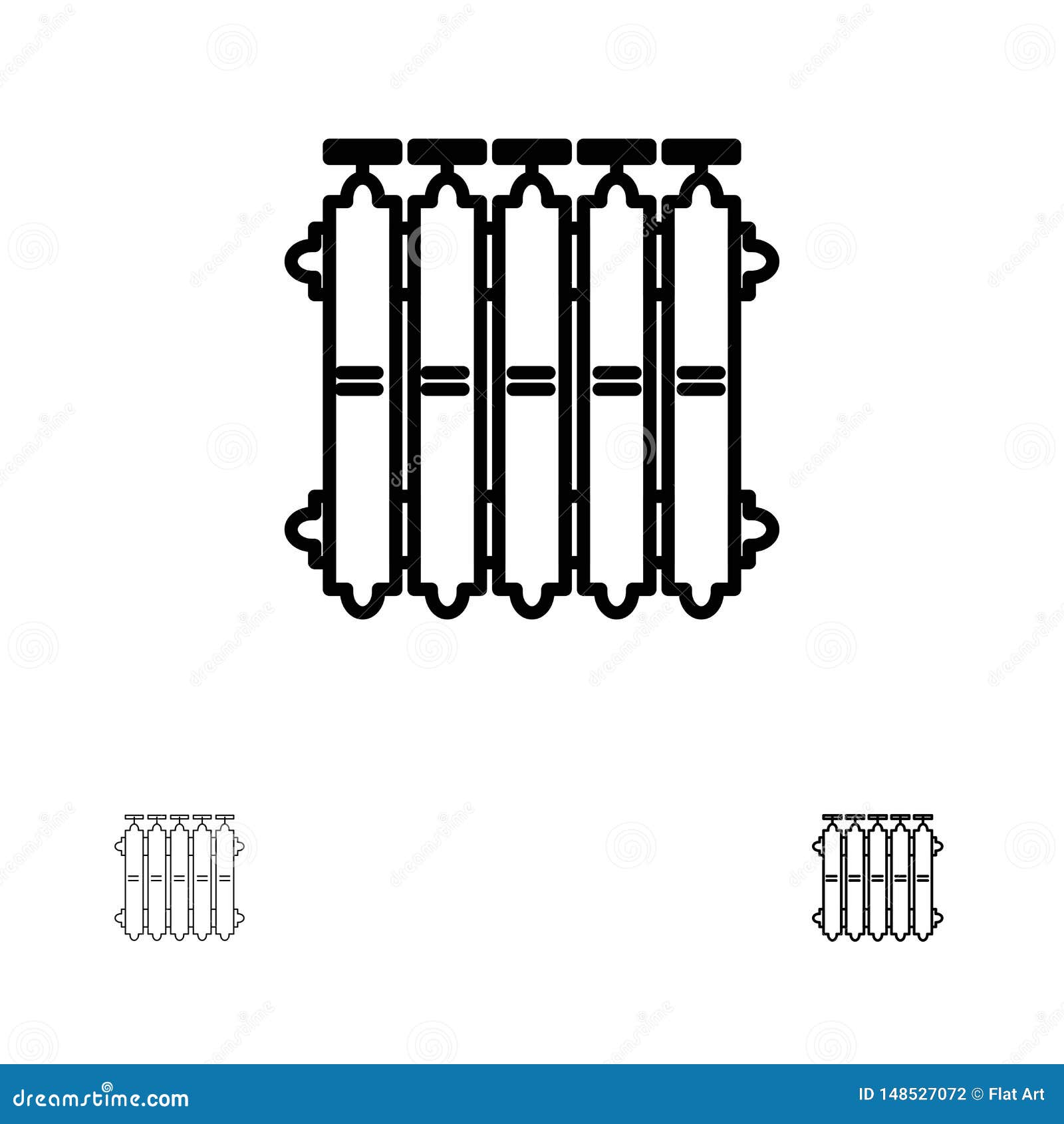 Radiator, Heating, Battery, Warm, Heat Bold and Thin Black Line Icon ...
