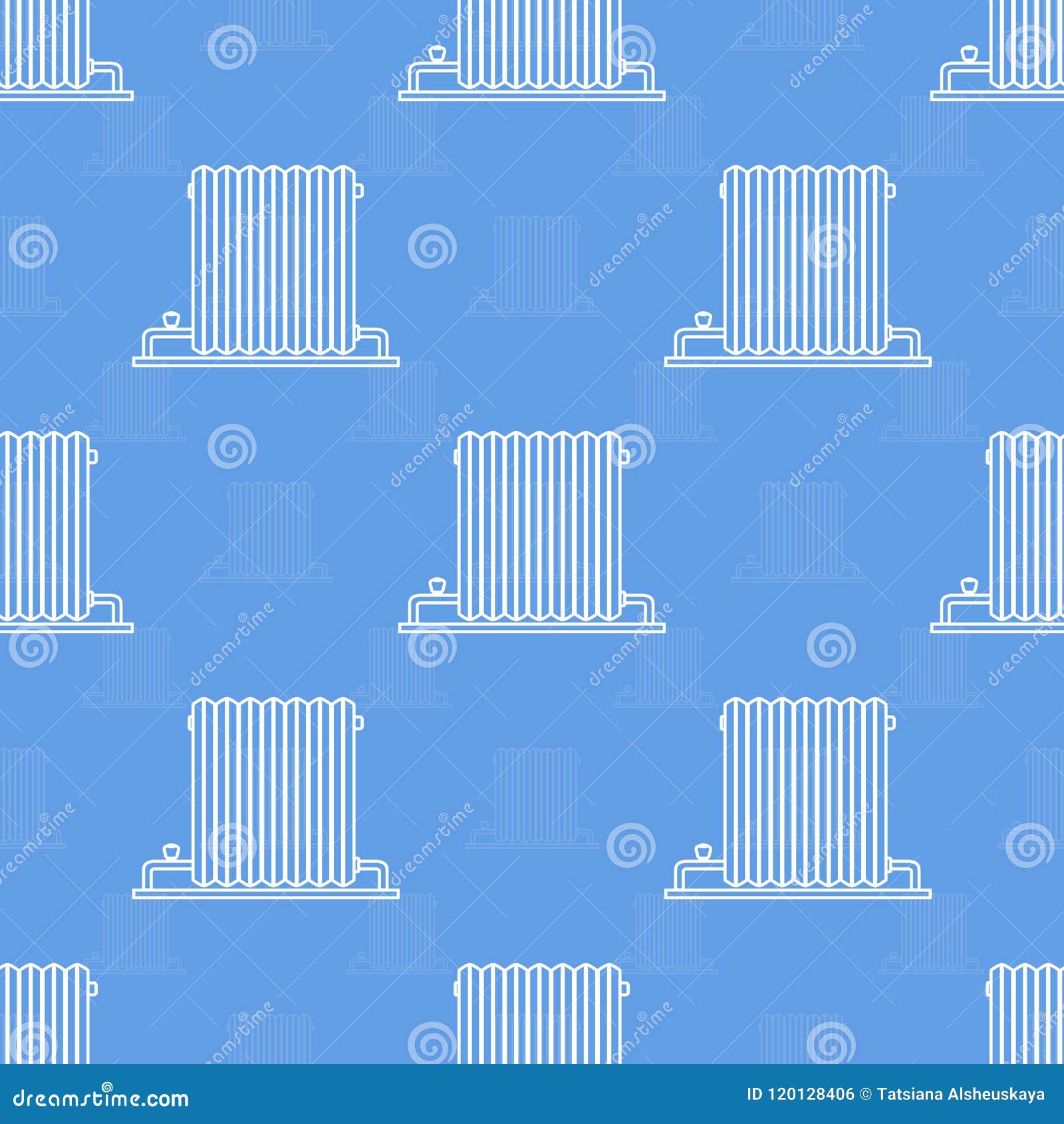 Radiator. Seamless Pattern With Radiators On A Blue Background. Vector ...