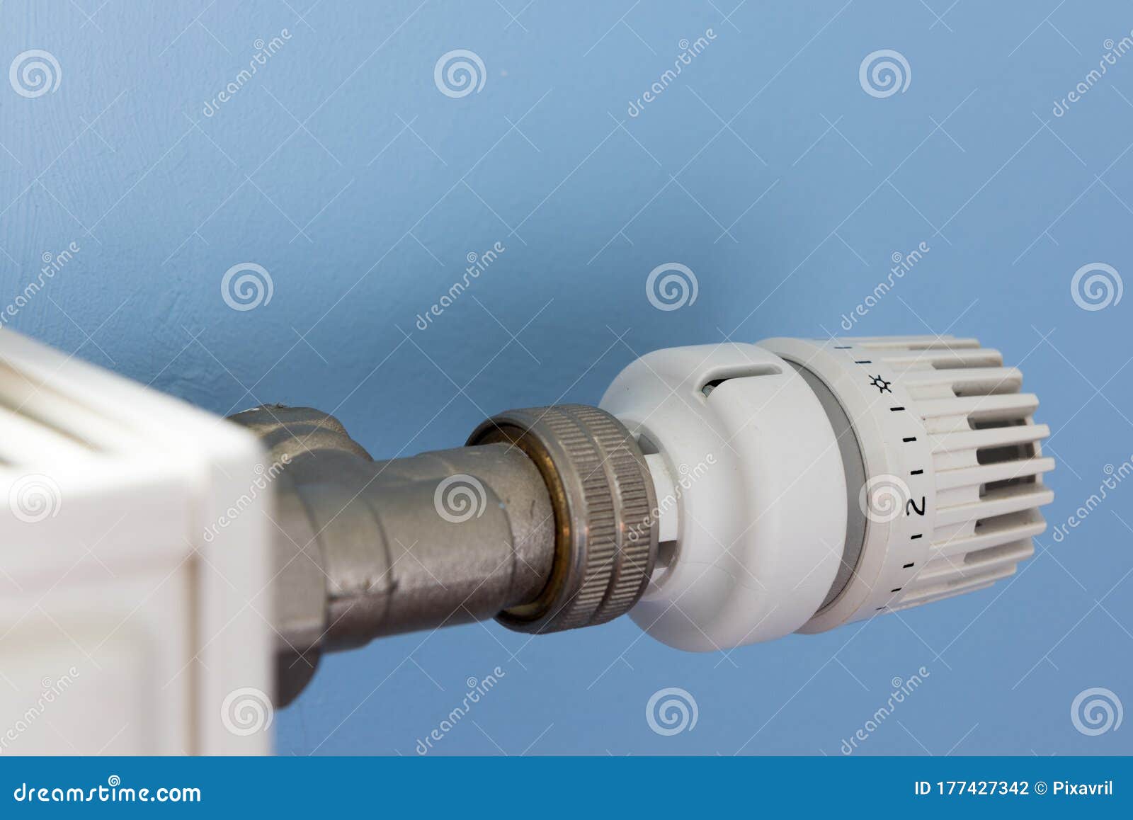 Radiator Thermostat on Radiator Stock Photo - Image of comfort, heating ...