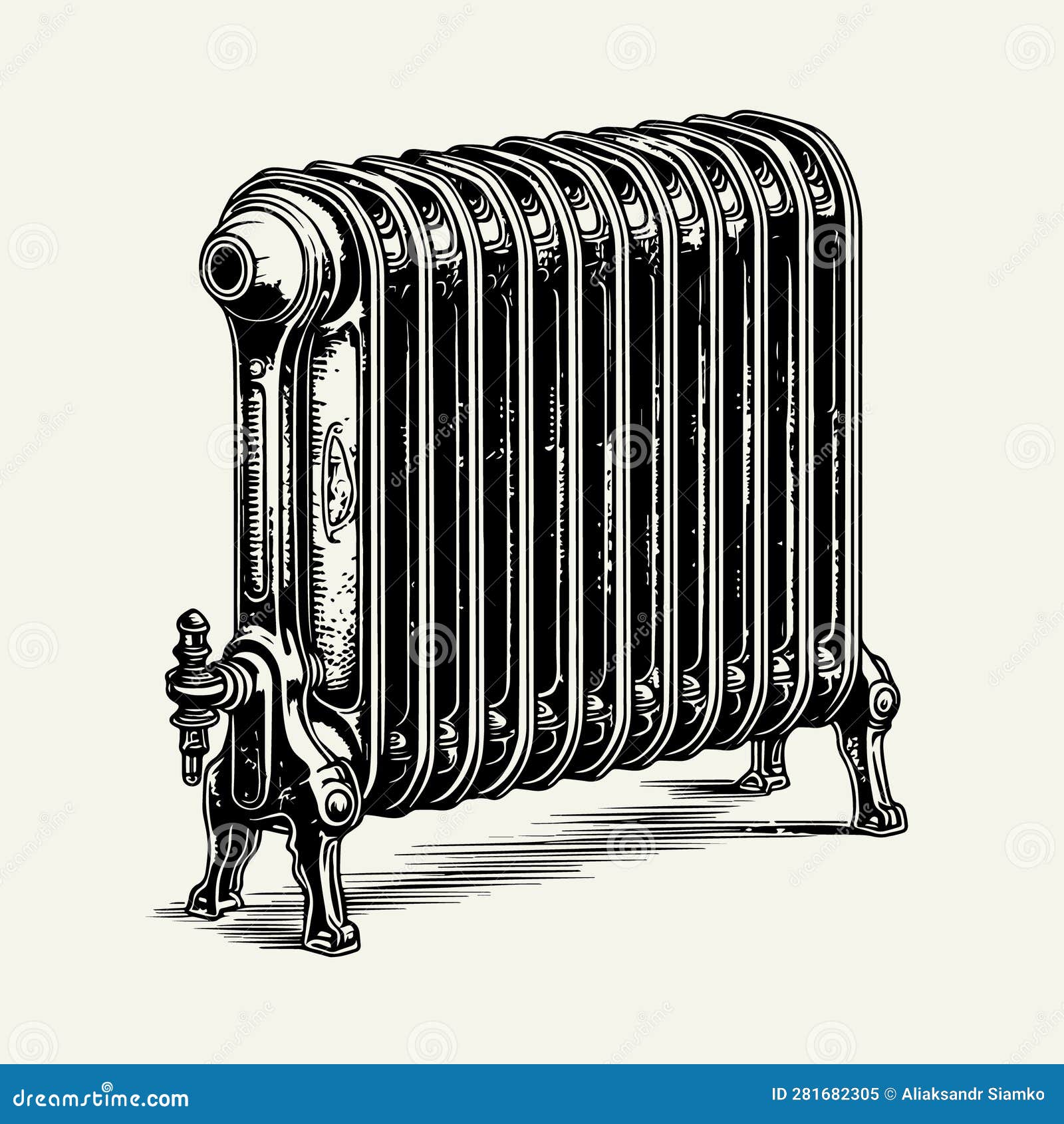 Radiator Vector Drawing. Isolated Hand Drawn, Engraved Style ...