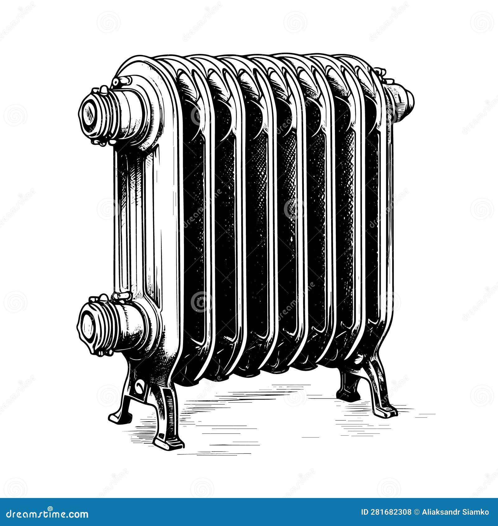 Radiator Vector Drawing. Isolated Hand Drawn, Engraved Style ...