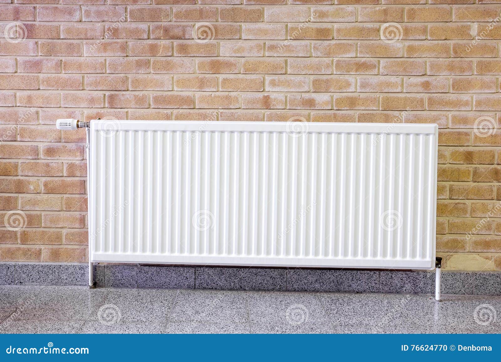 Radiator on the wall stock photo. Image of heat, thermostat - 76624770