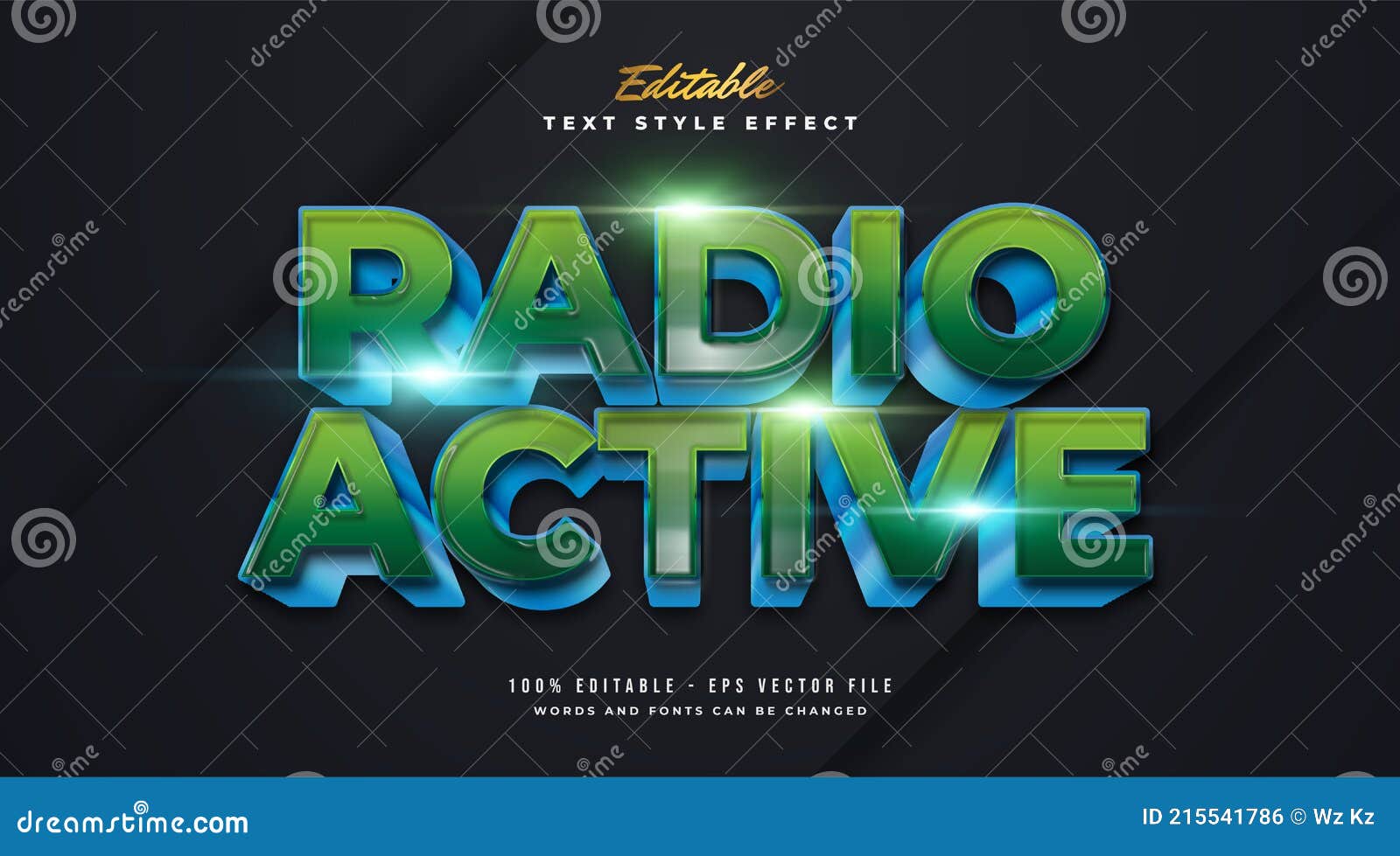 Radio Active Text in Blue and Green Gradient and Cartoon Style with ...