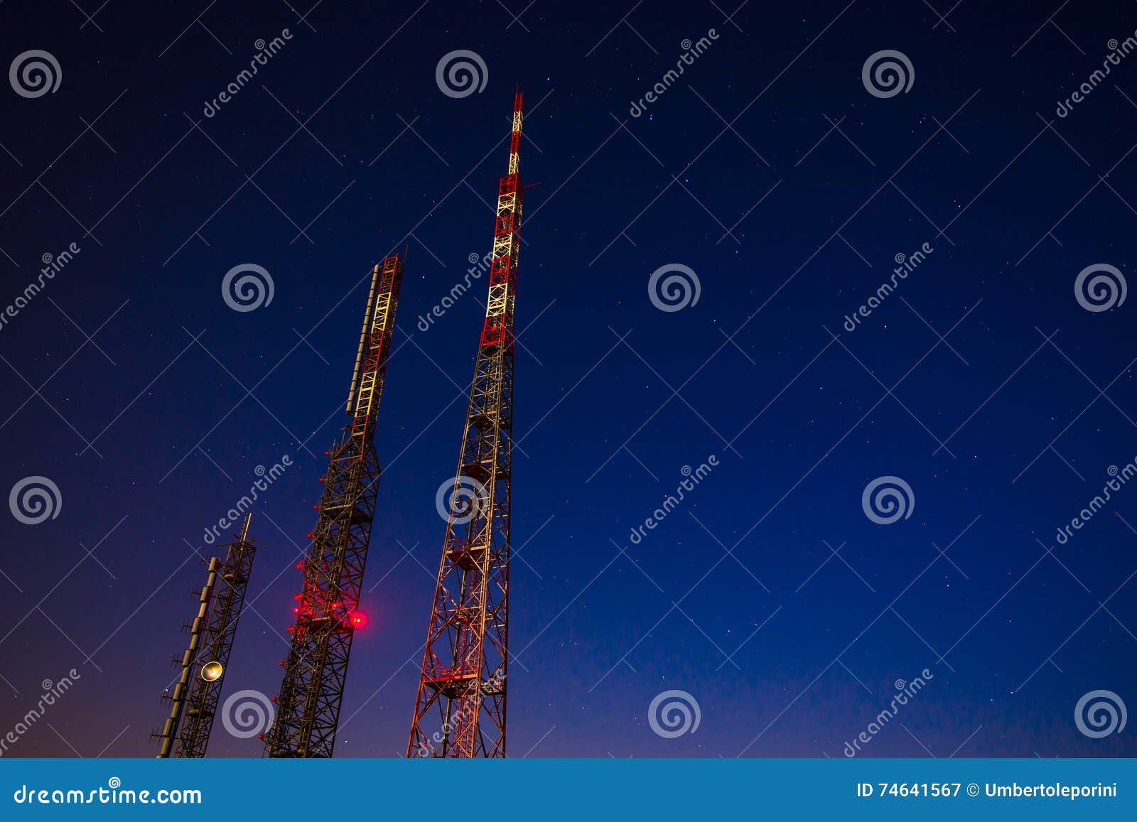 Radio Antenna and Blue Sky with Stars Stock Image - Image of structure ...