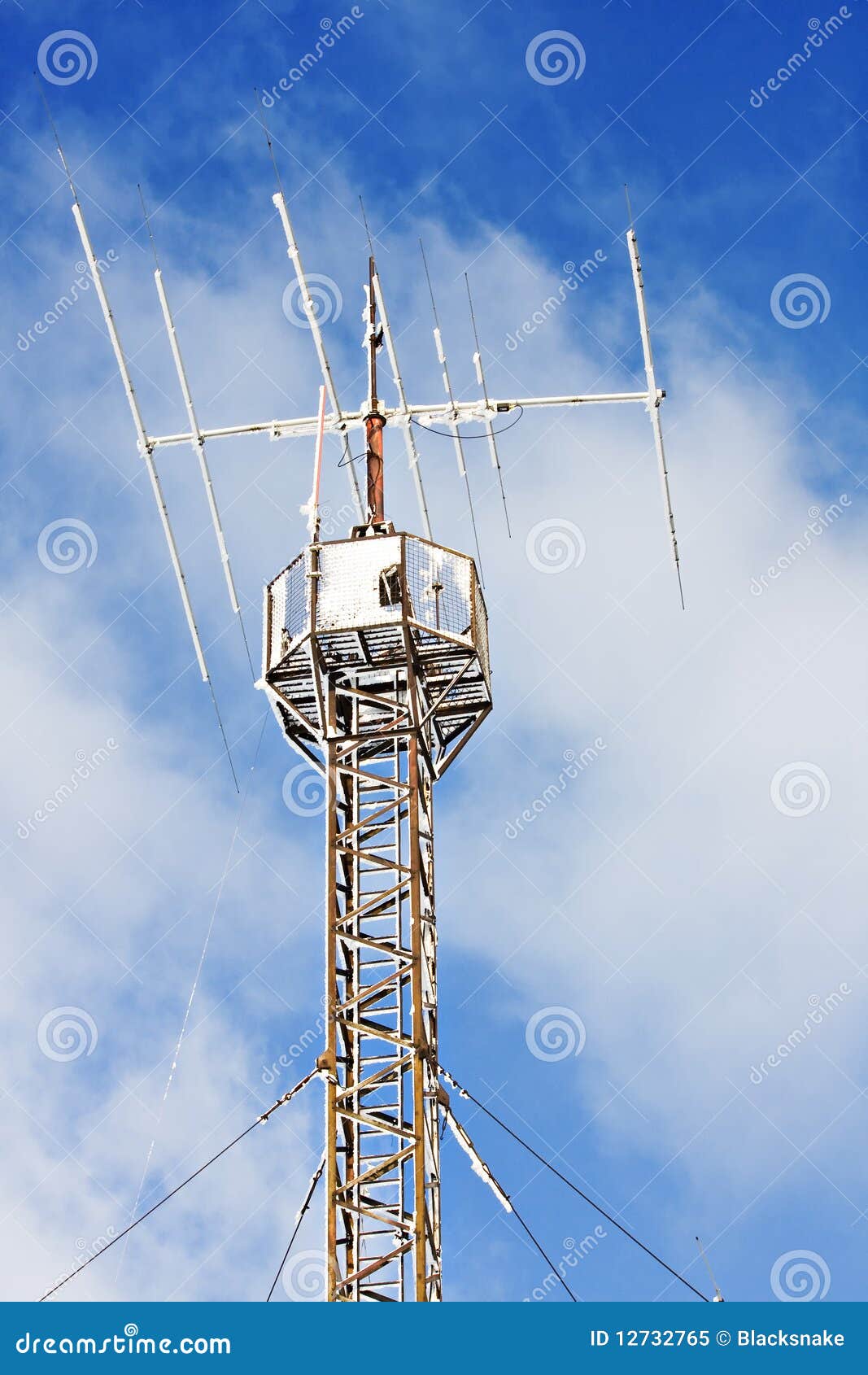 Radio Antenna Tower at Winter Snow Stock Image - Image of transmit ...
