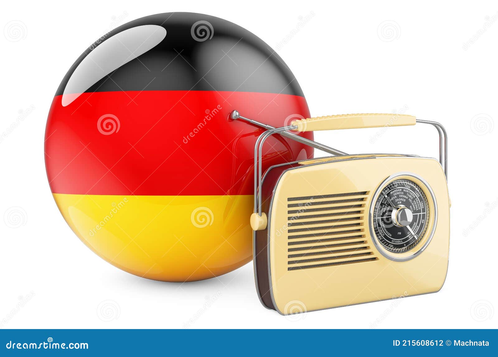 Radio Broadcasting in Germany Concept. Radio Receiver with German Flag ...