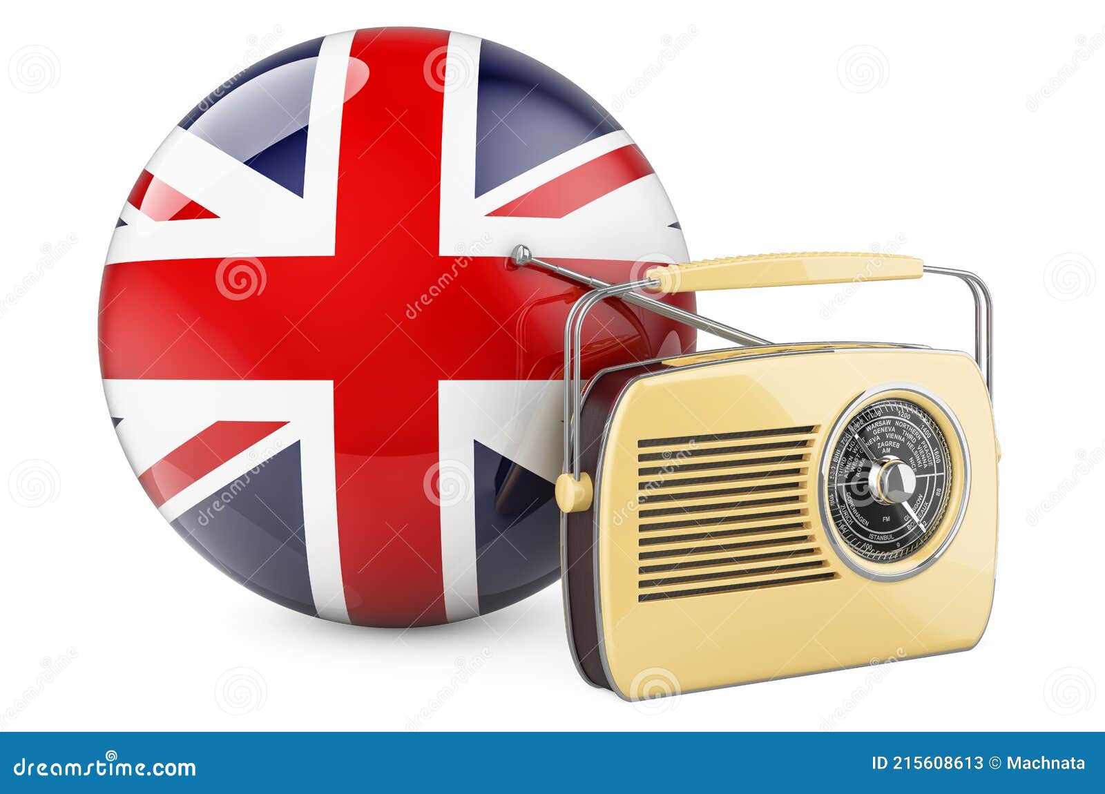 Radio Broadcasting in Great Britain Concept. Radio Receiver with ...