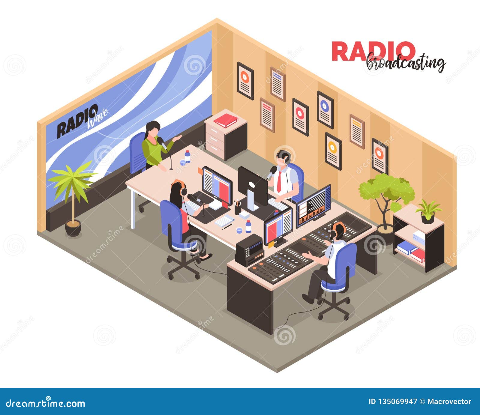 Radio Broadcasting Isometric Illustration Stock Vector - Illustration ...