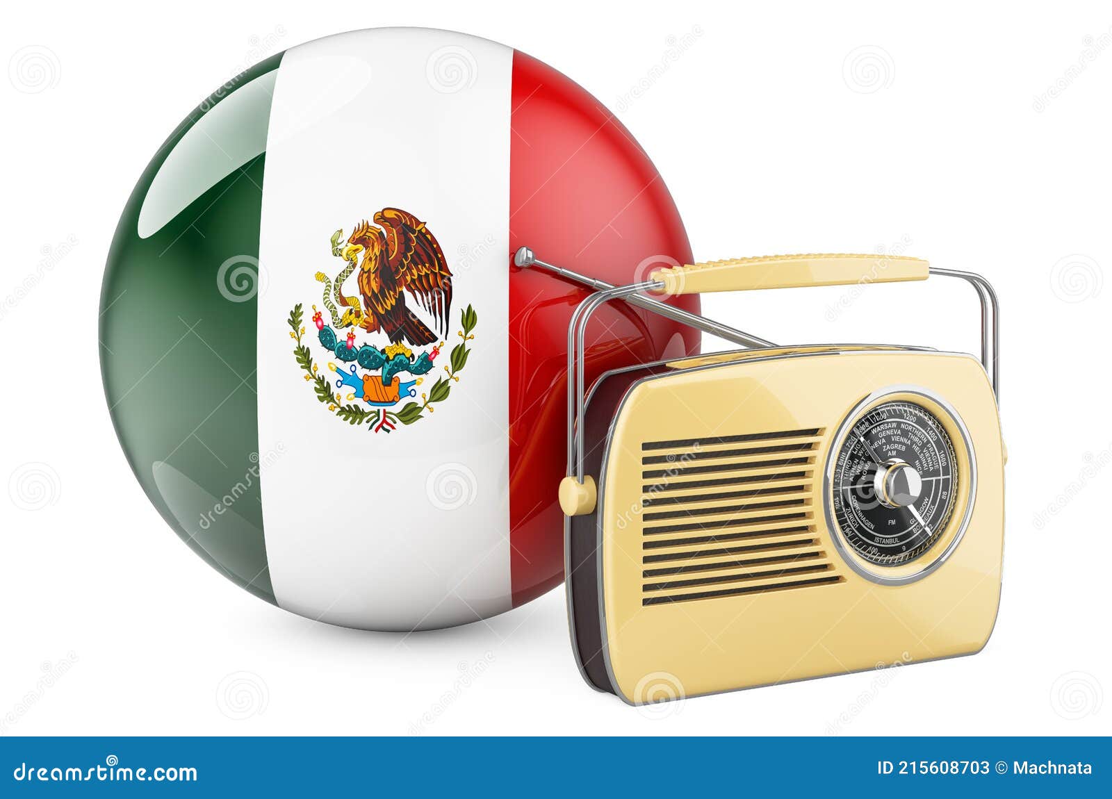 Radio Broadcasting in Mexico Concept. Radio Receiver with Mexican Flag ...