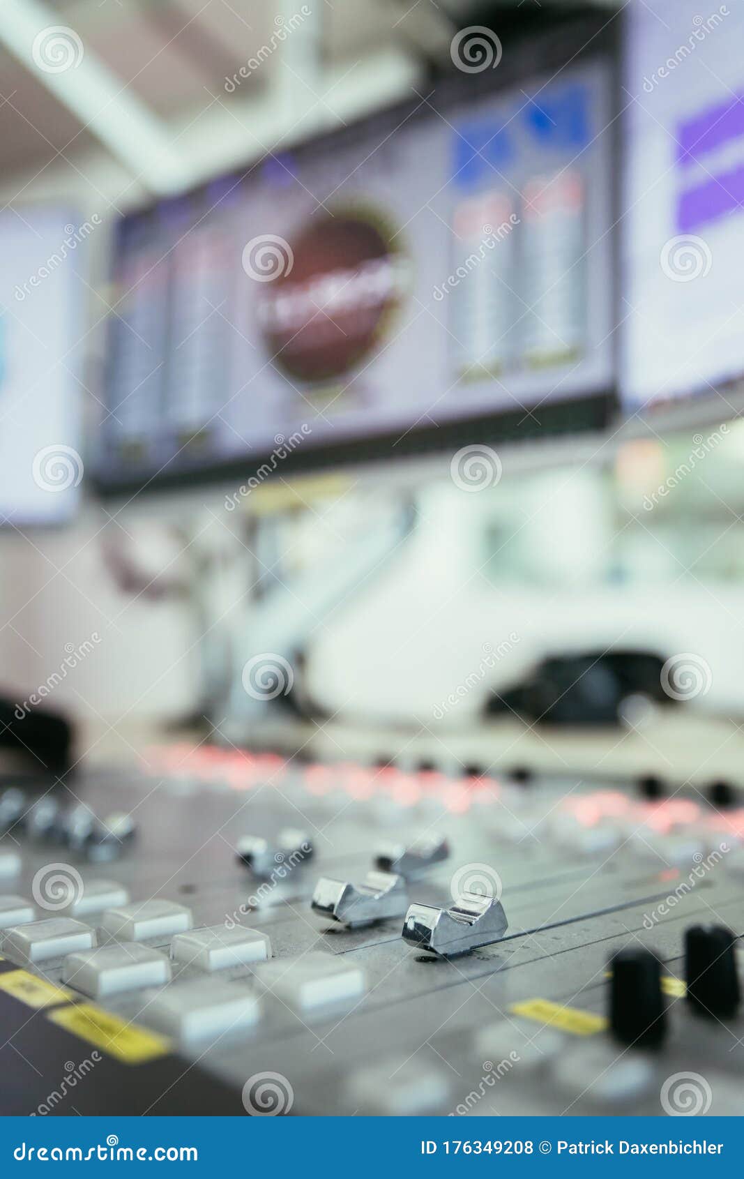 Radio Broadcasting Studio: Soundboard and Computers Stock Photo - Image ...