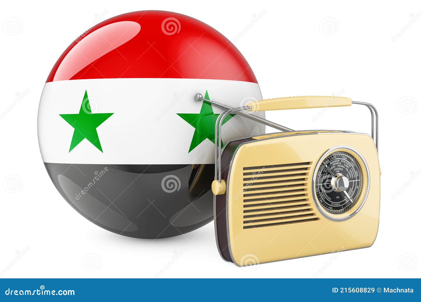 Radio Broadcasting in Syria Concept. Radio Receiver with Syrian Flag ...