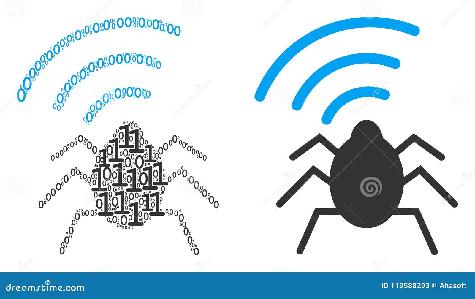 Radio Bug Collage of Binary Digits Stock Vector - Illustration of ...
