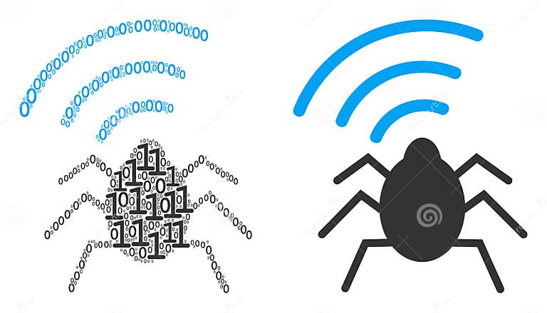 Radio Bug Collage of Binary Digits Stock Vector - Illustration of ...