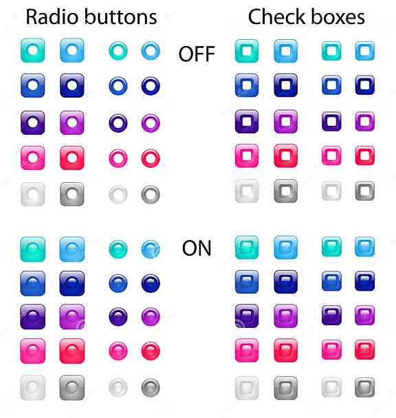 Radio Buttons and Check Boxes Stock Vector - Illustration of gray ...