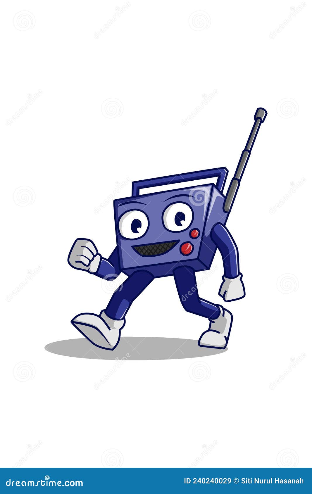 Walking Blue Radio Cartoon Illustration Stock Vector - Illustration of ...