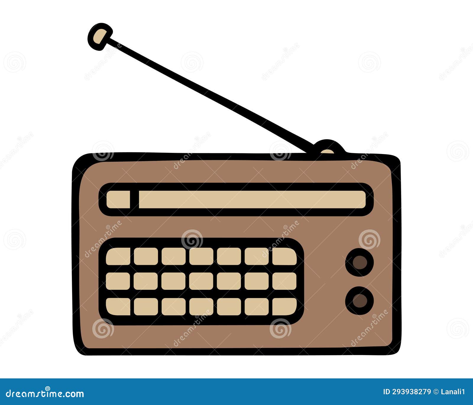 Radio. Cartoon Style. a Device with an Antenna and a Regulator for ...