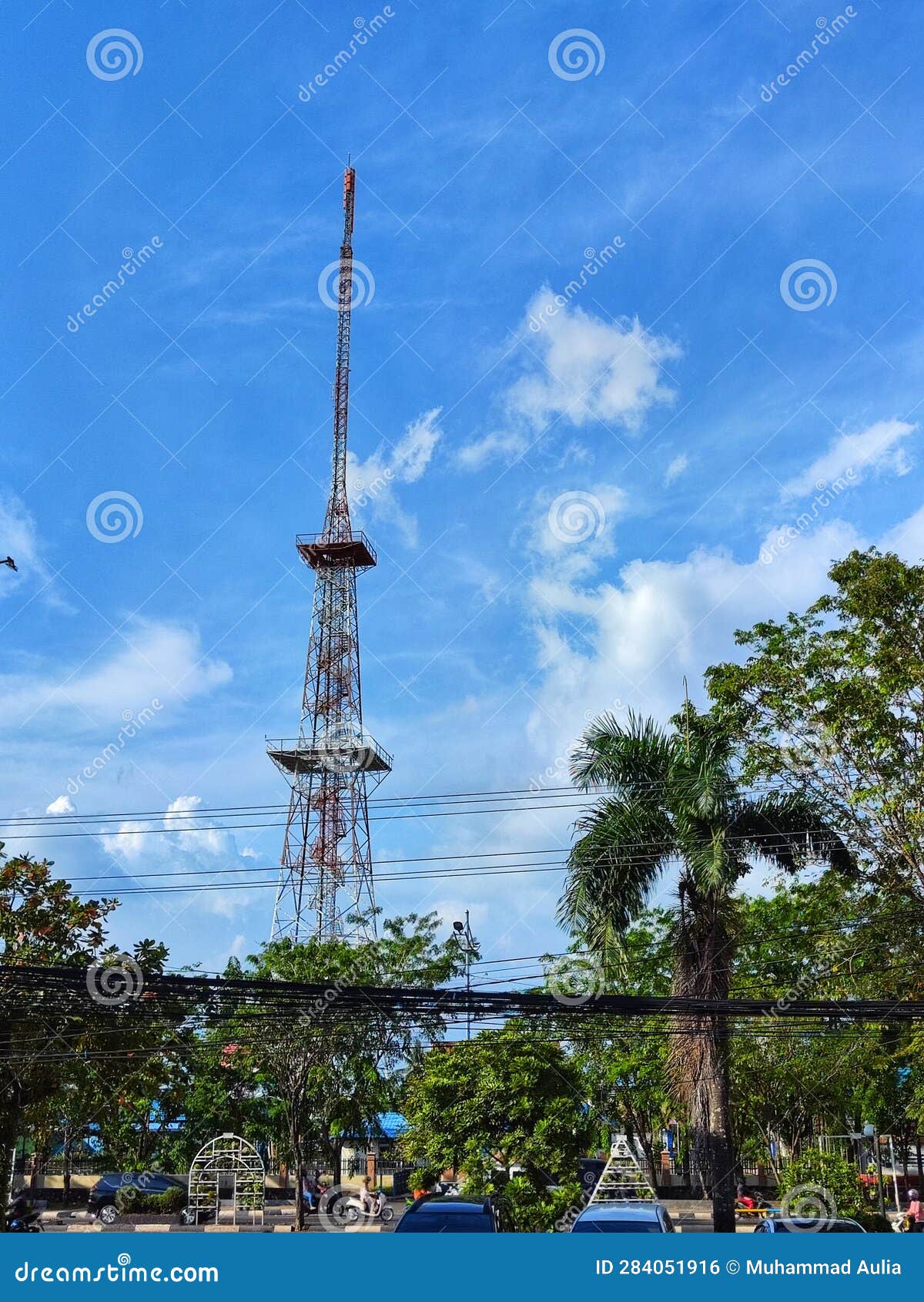 Radio communication tower stock photo. Image of communication - 284051916