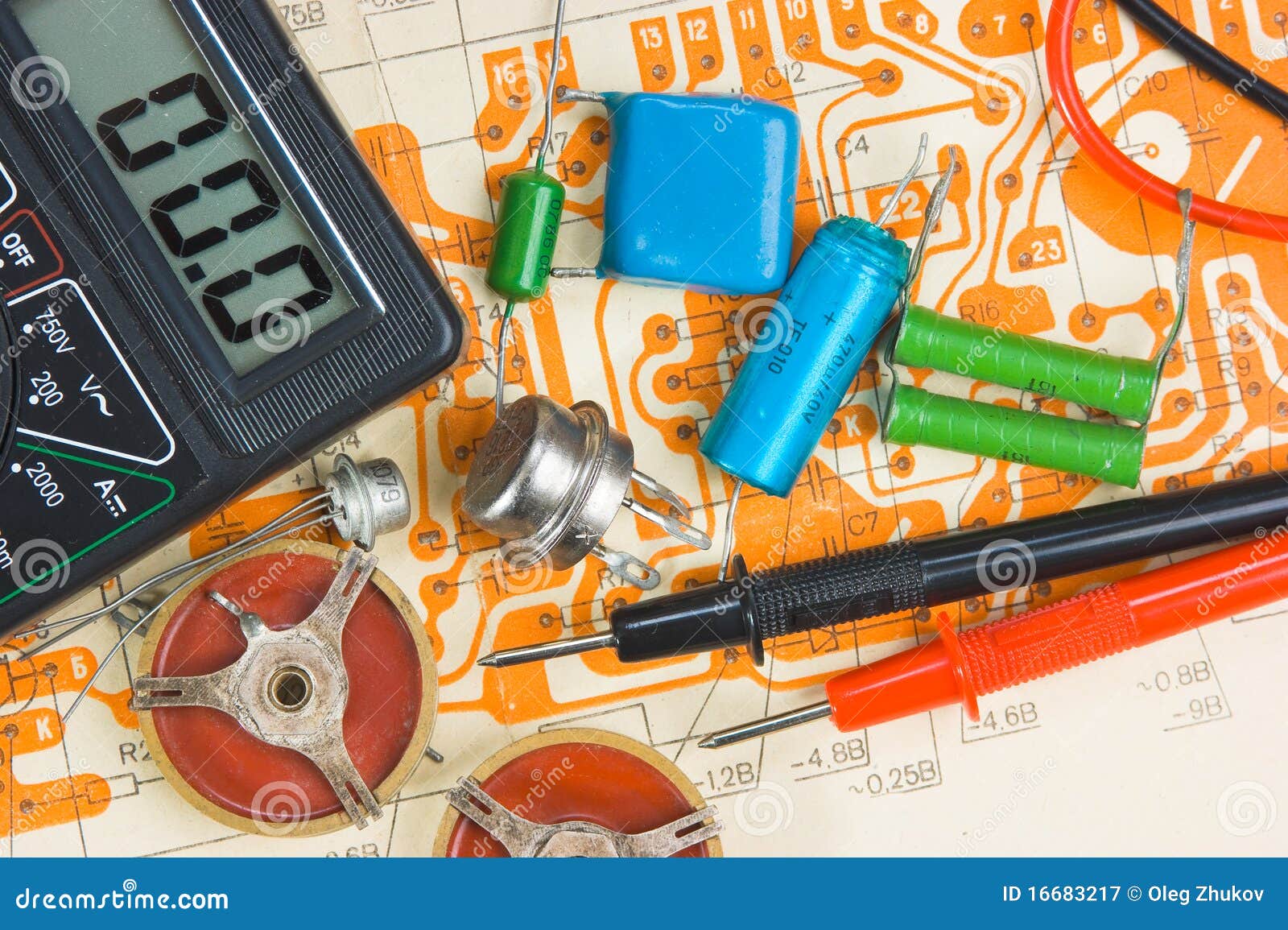 Radio components stock image. Image of instruments, transistors - 16683217