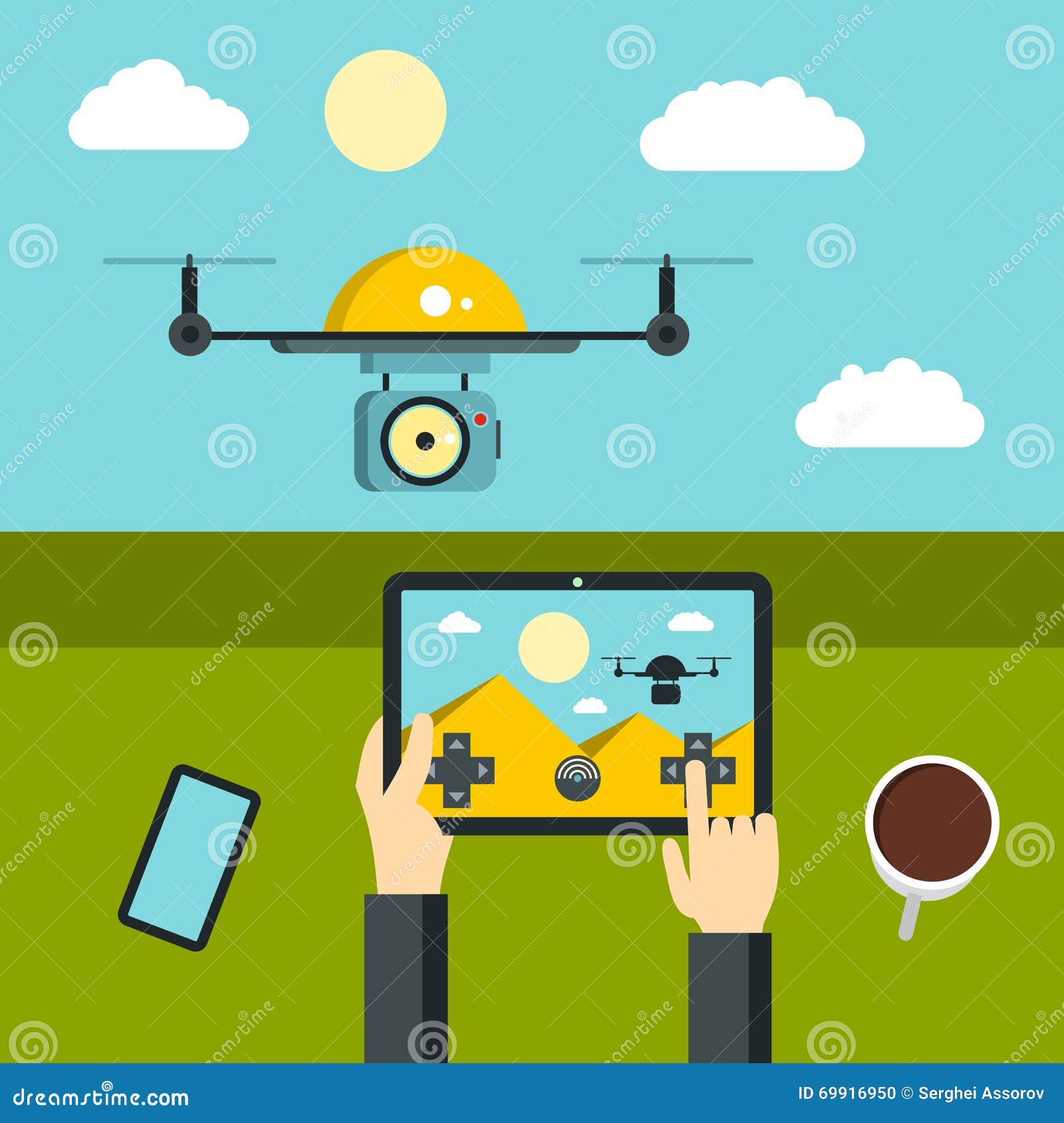 Radio-controlled Drones Concept Stock Vector - Illustration of ...
