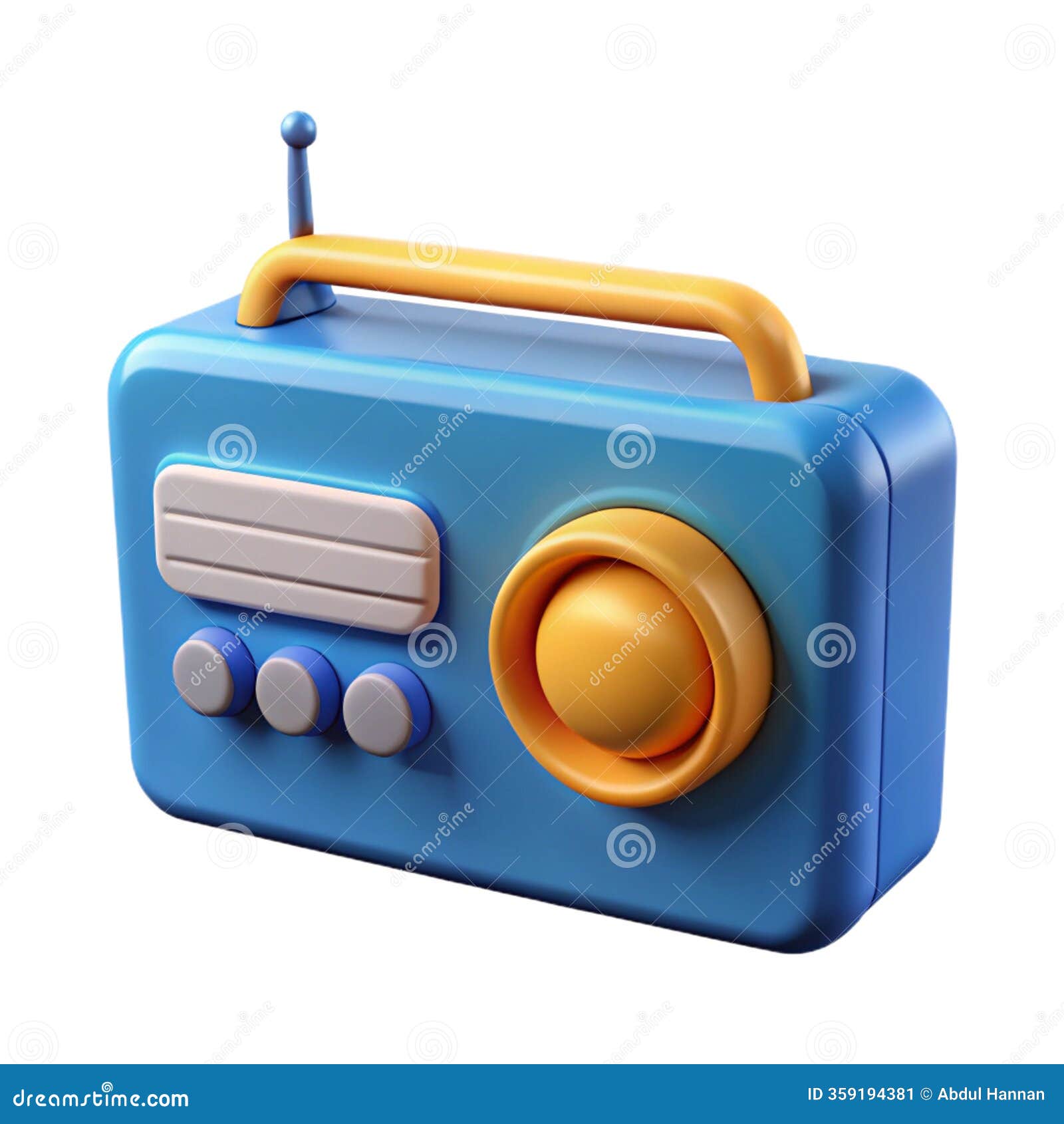 Radio 3D Icon Broadcasting and Communication Symbol Stock Illustration ...