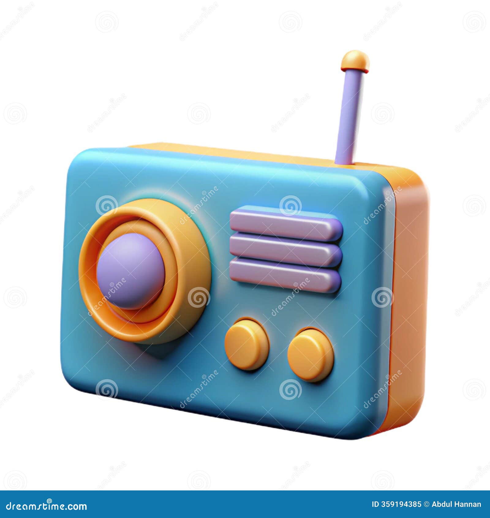 Radio 3D Icon Broadcasting and Communication Symbol Stock Illustration ...