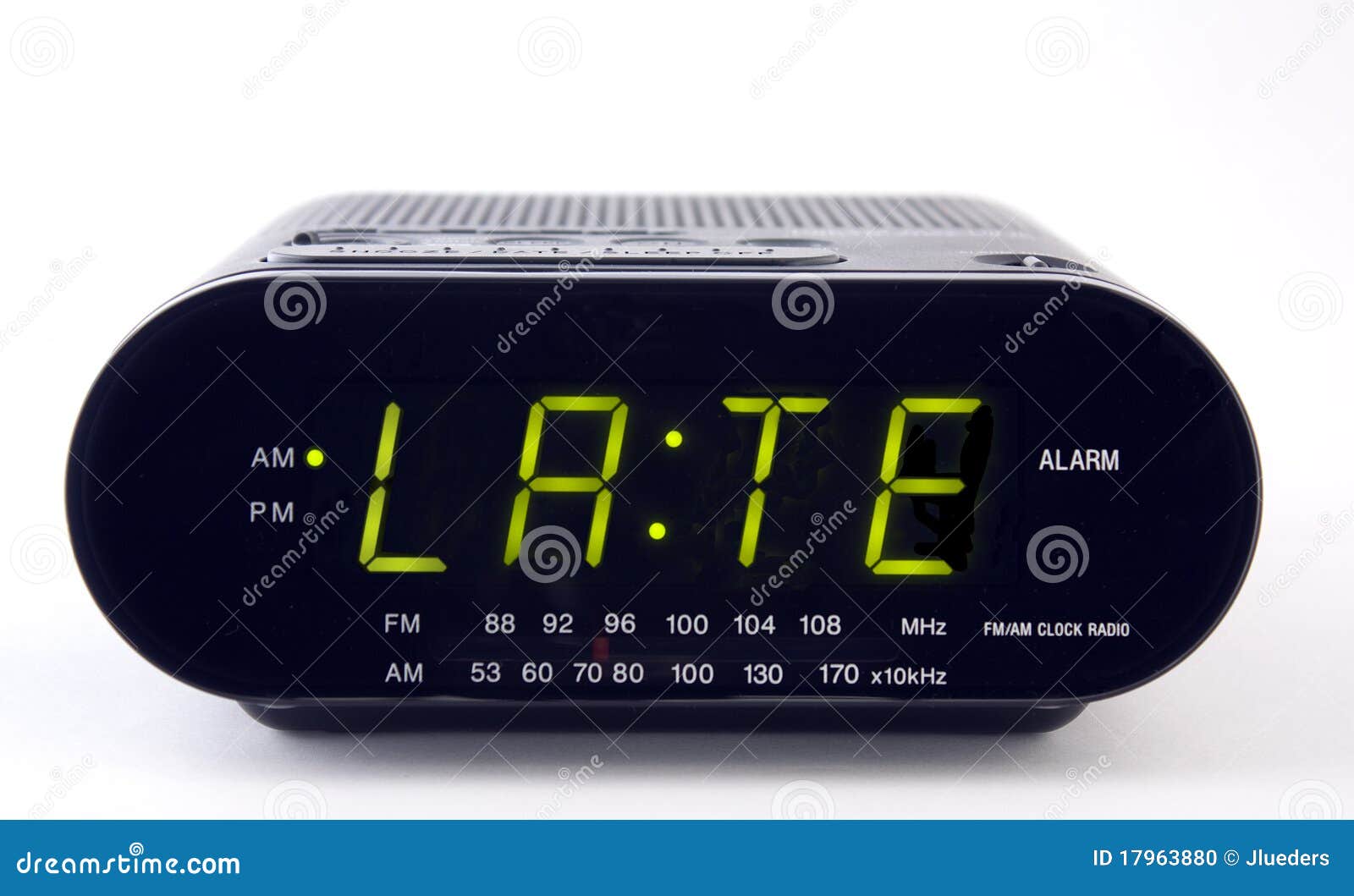Radio De Reloj Con La Palabra TARDE Foto de archivo - Imagen de radio ...