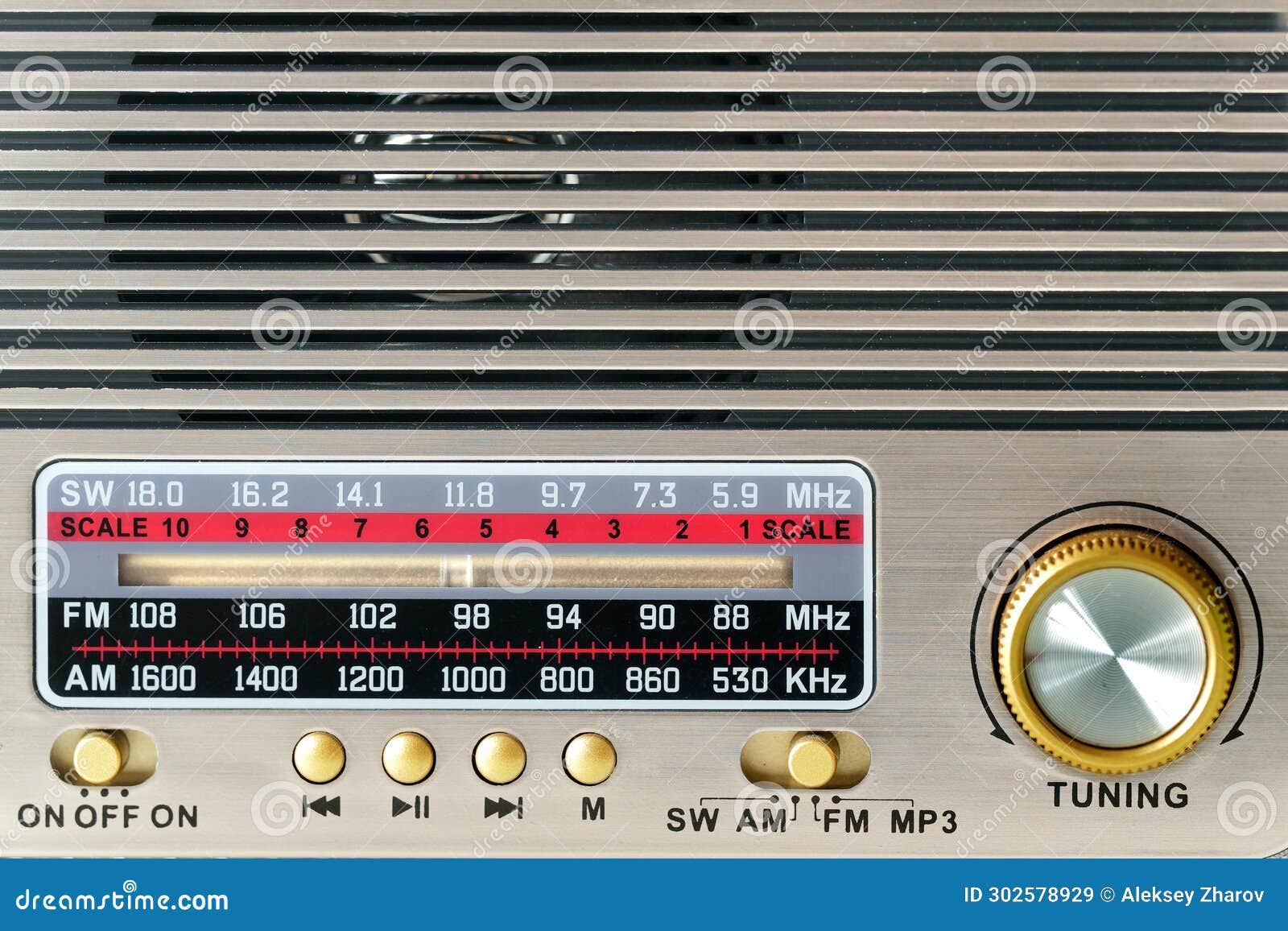 Radio Dial Close-up and Volume Knob Stock Image - Image of black ...